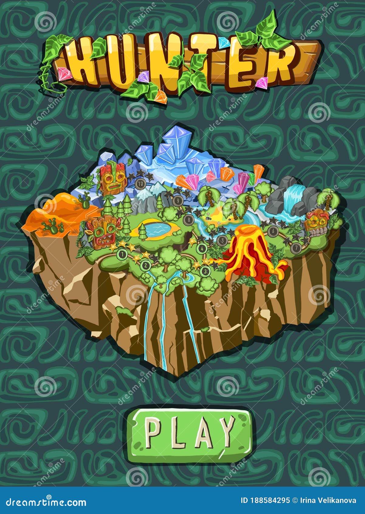 Set Of Level Maps Assets. GUI Map Screen. Forest , Winter, Summer ...