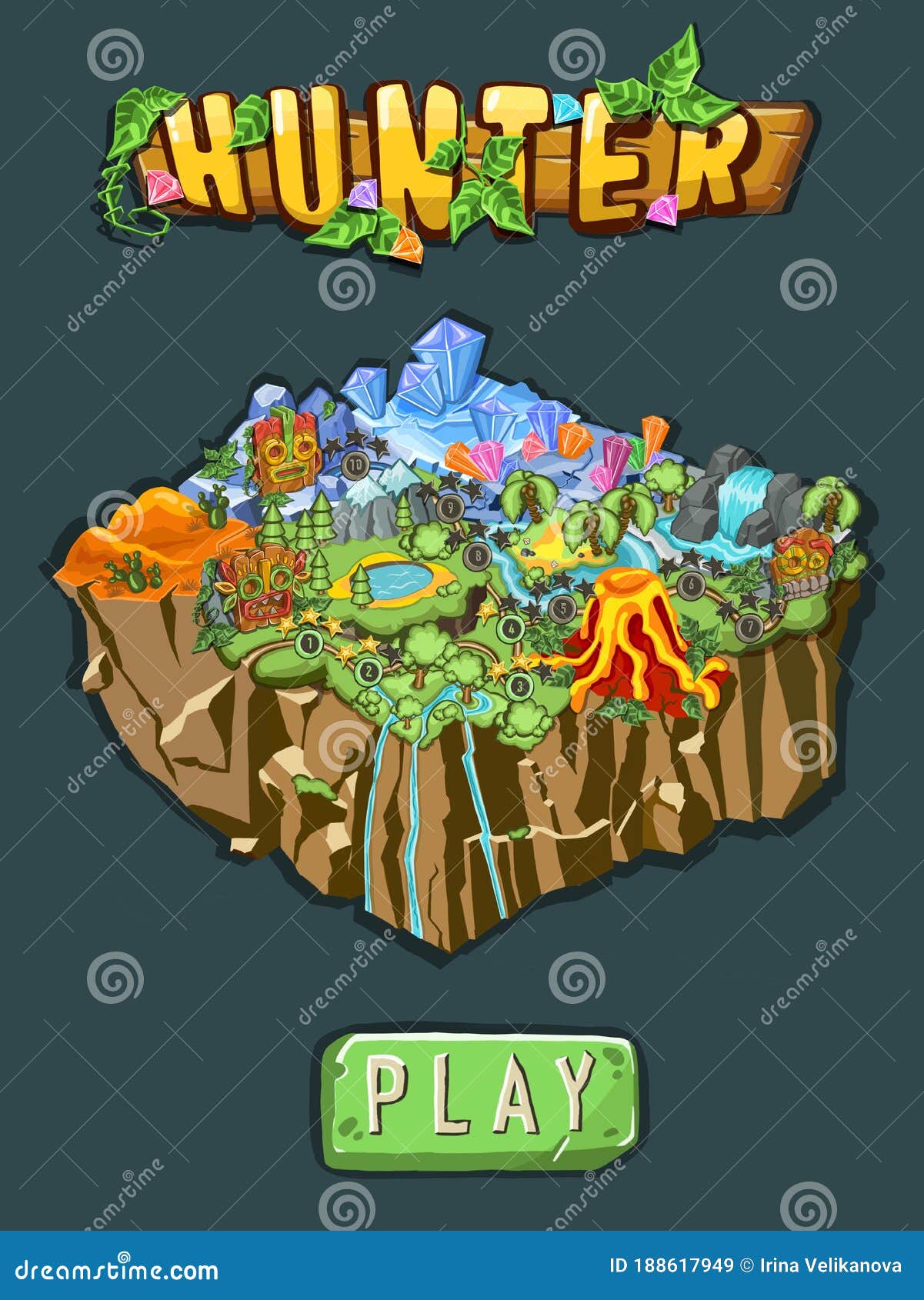 Set of Level Maps Assets. Game Map for Casual Game Stock Vector ...