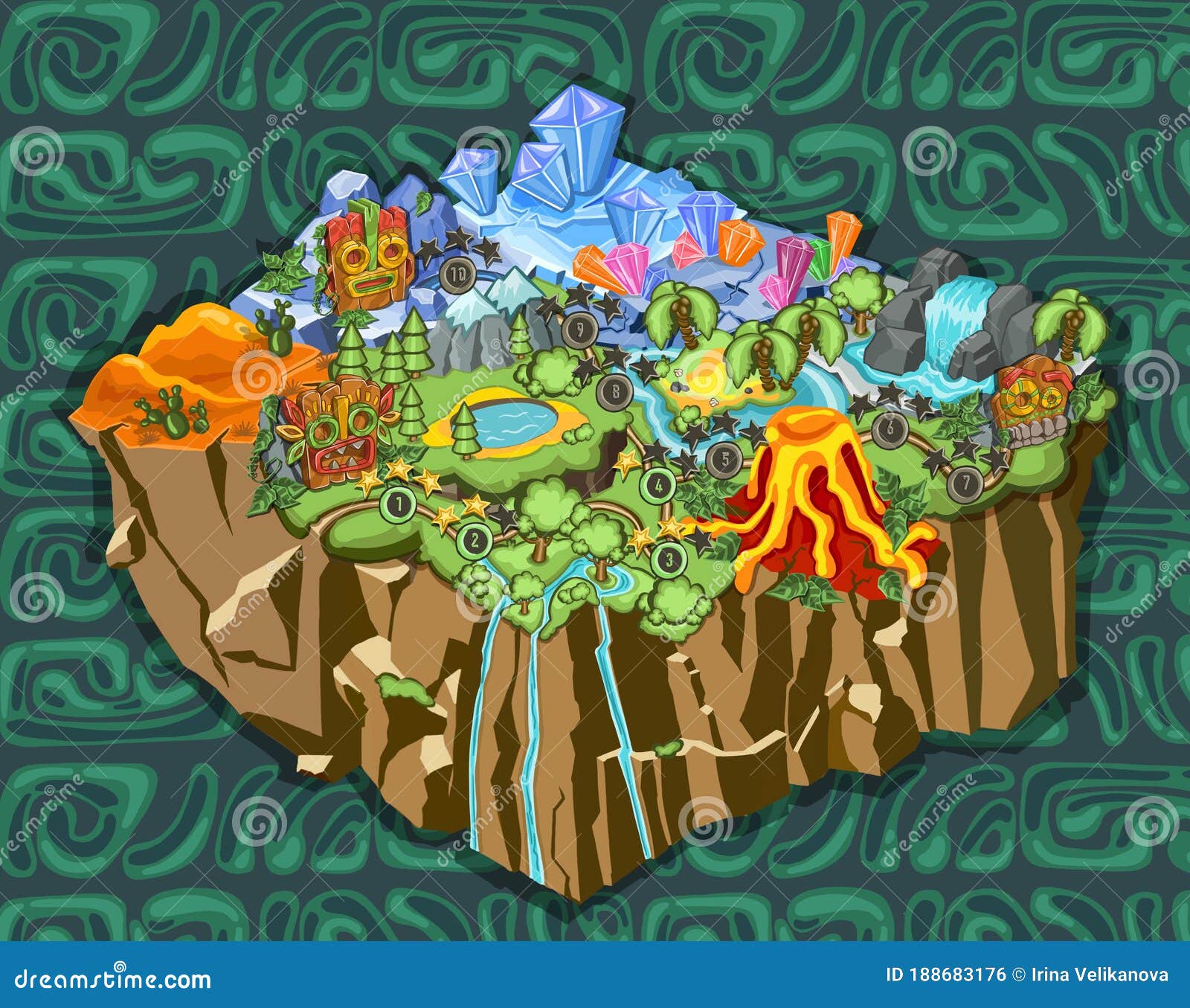 Set Of Level Maps Assets. GUI Map Screen. Forest , Winter, Summer ...