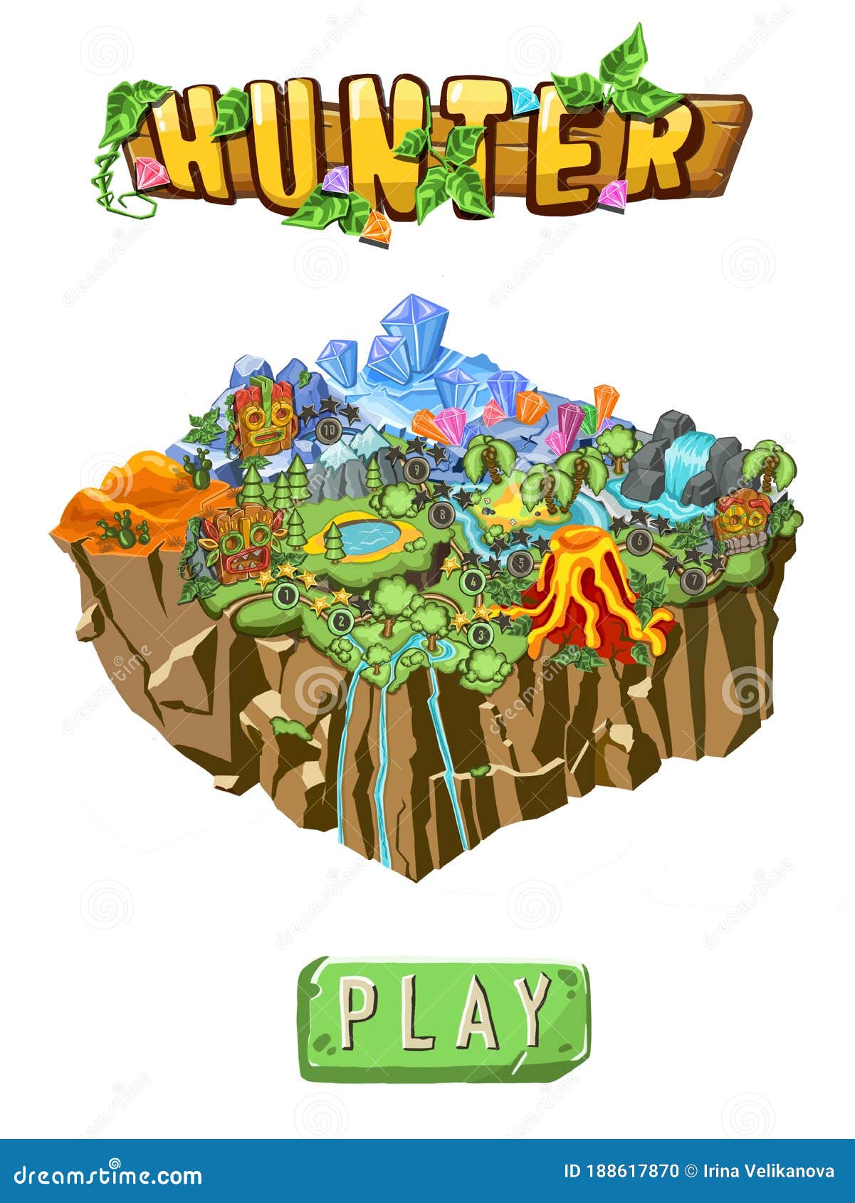 Set Of Level Maps Assets. GUI Map Screen. Forest , Winter, Summer ...