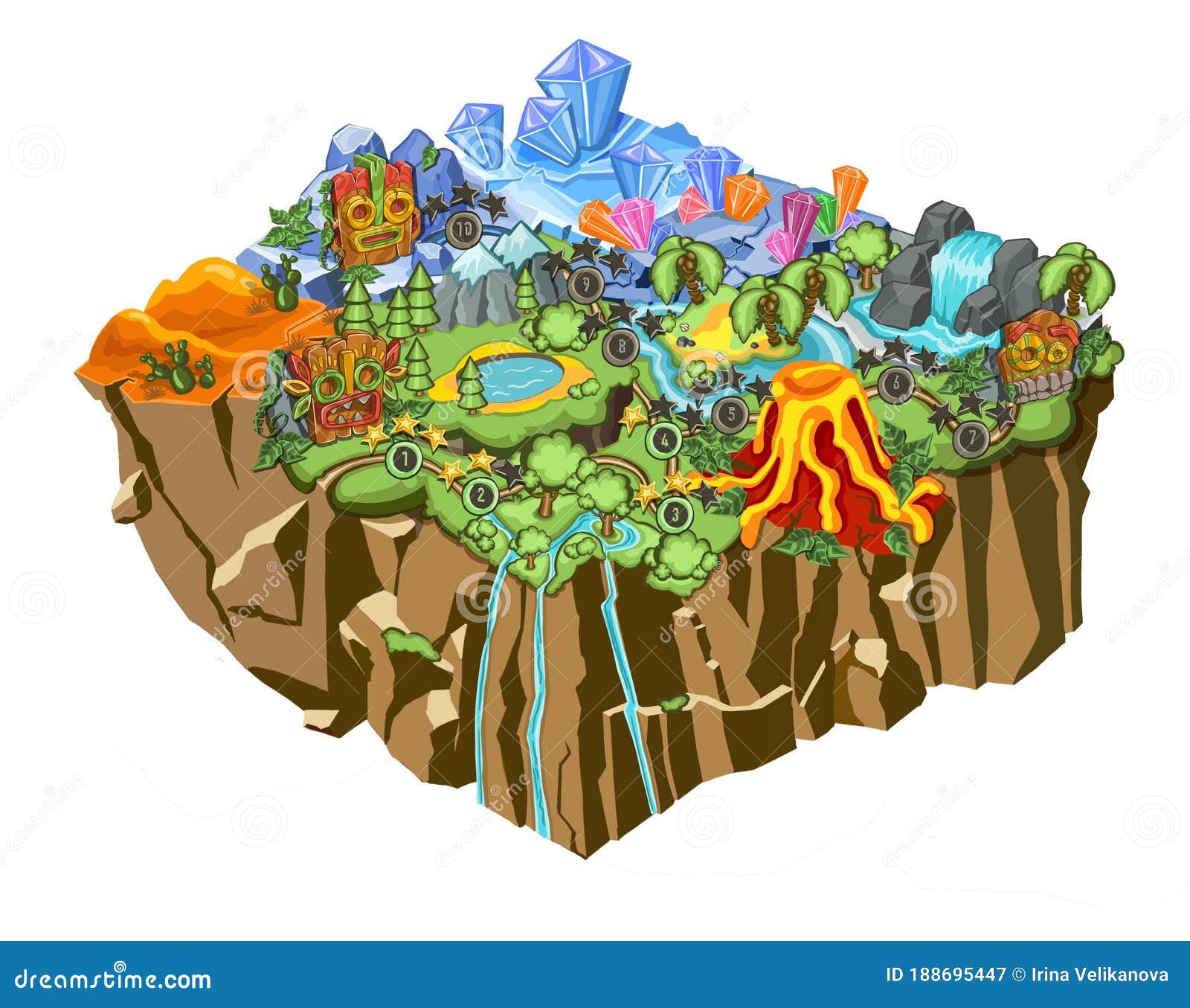 Set of Level Maps Assets. GUI Map Screen. Forest , Winter, Summer ...