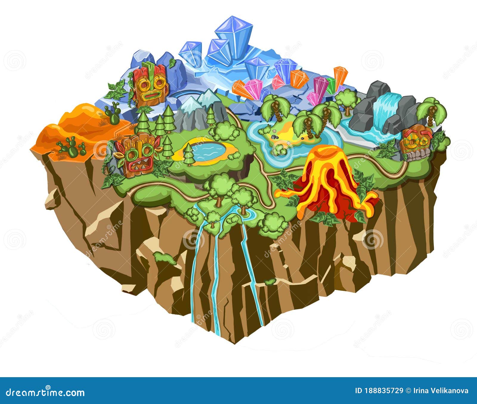 Set of Level Maps Assets. GUI Map Screen. Forest , Winter, Summer ...