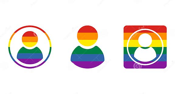 Set Of Lgbt Avatar Icon Pride Flag Human Symbol Stock Vector