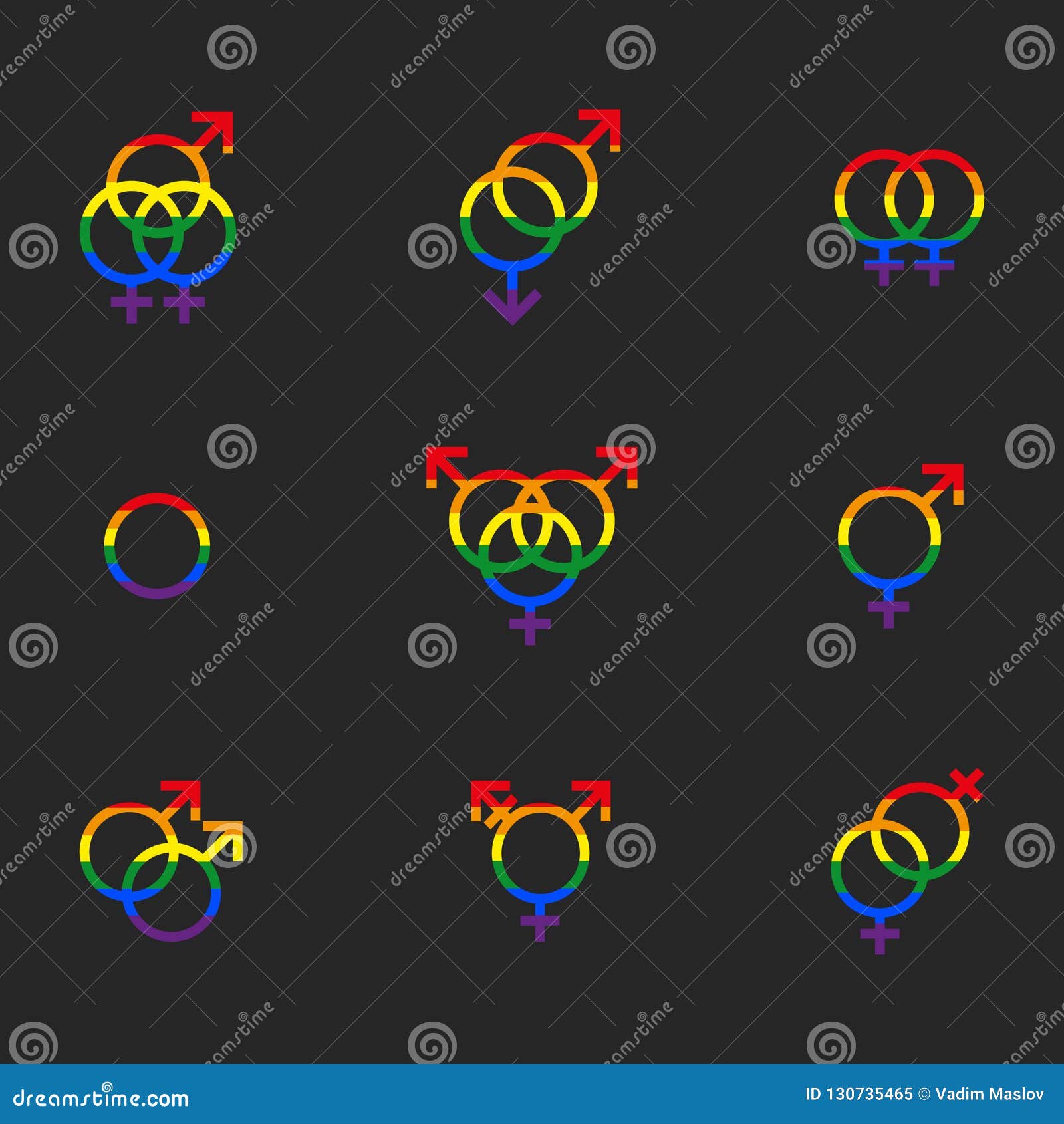 Set Of Lgbt Sexual Orientation Icons Stock Vector Illustration Of