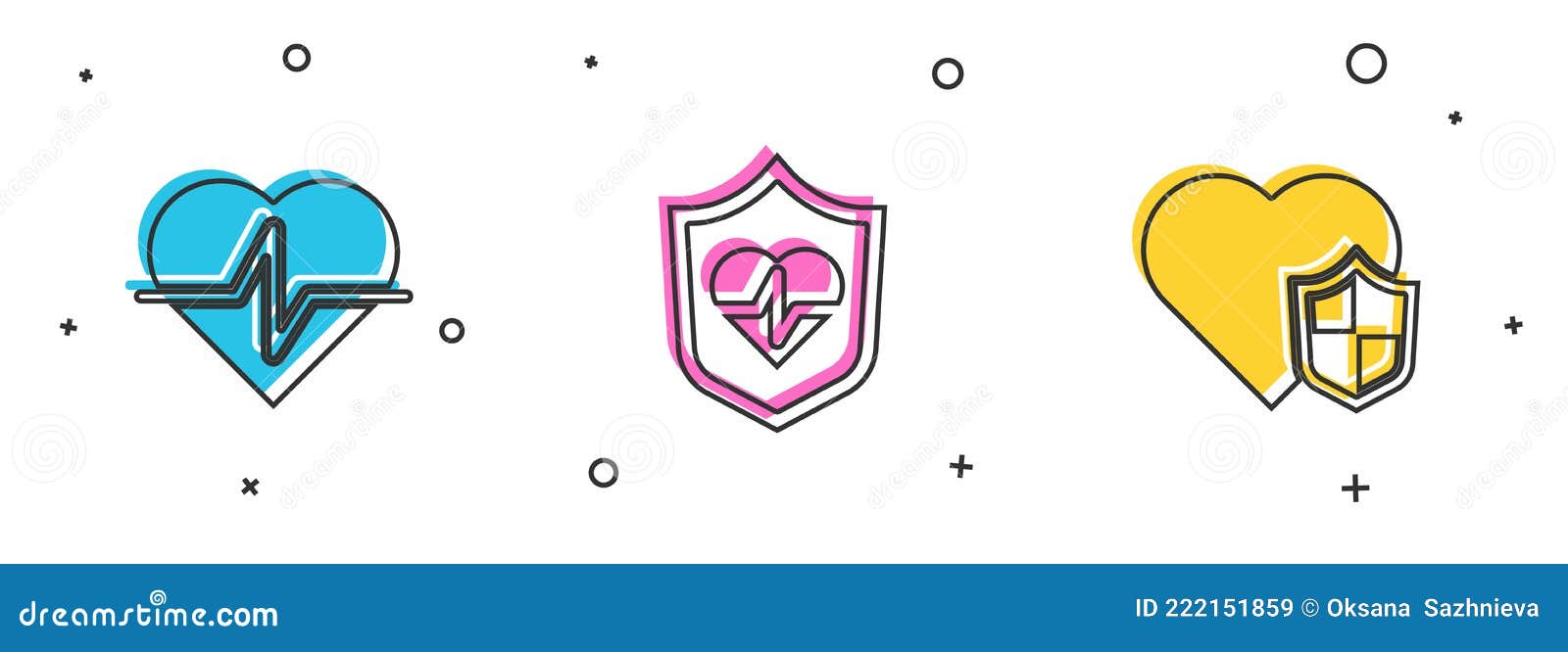 Set Life Insurance, with Shield and Icon. Vector Stock Vector ...