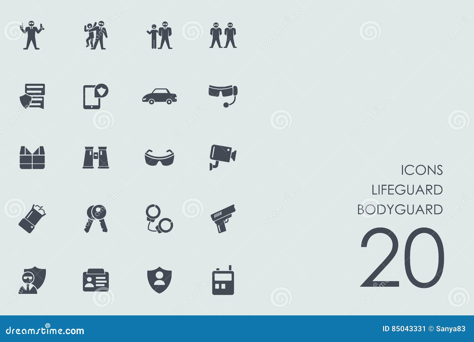 Set of Lifeguard Bodyguard Icons Stock Vector - Illustration of help ...