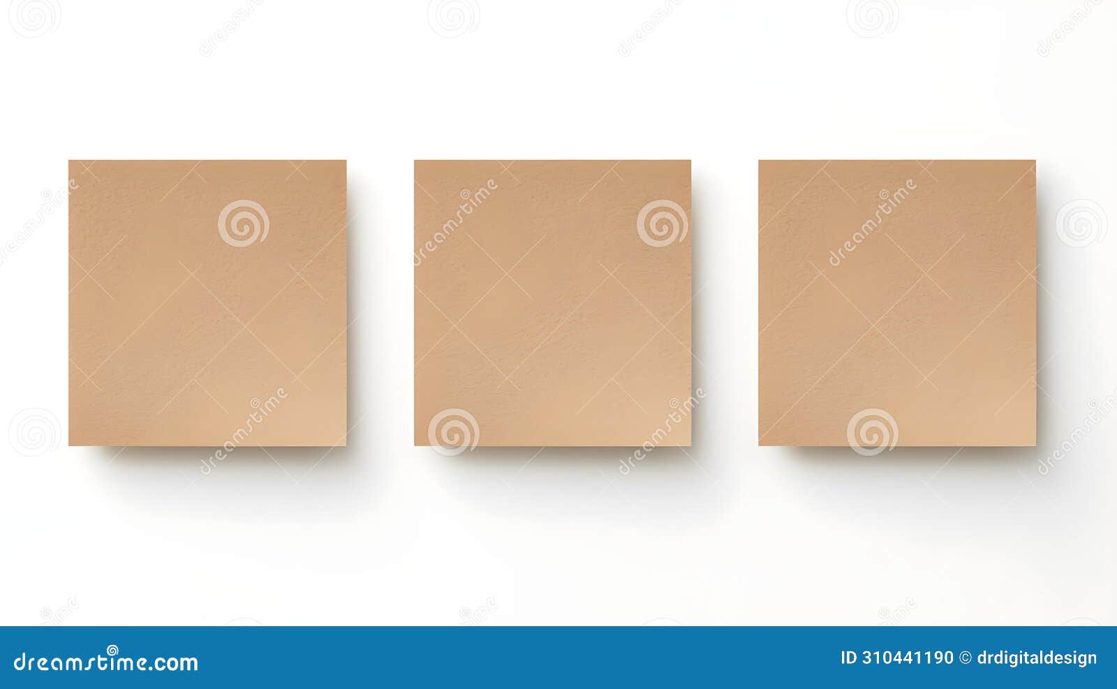 Set of Light Brown Square Paper Notes on a White Background ...