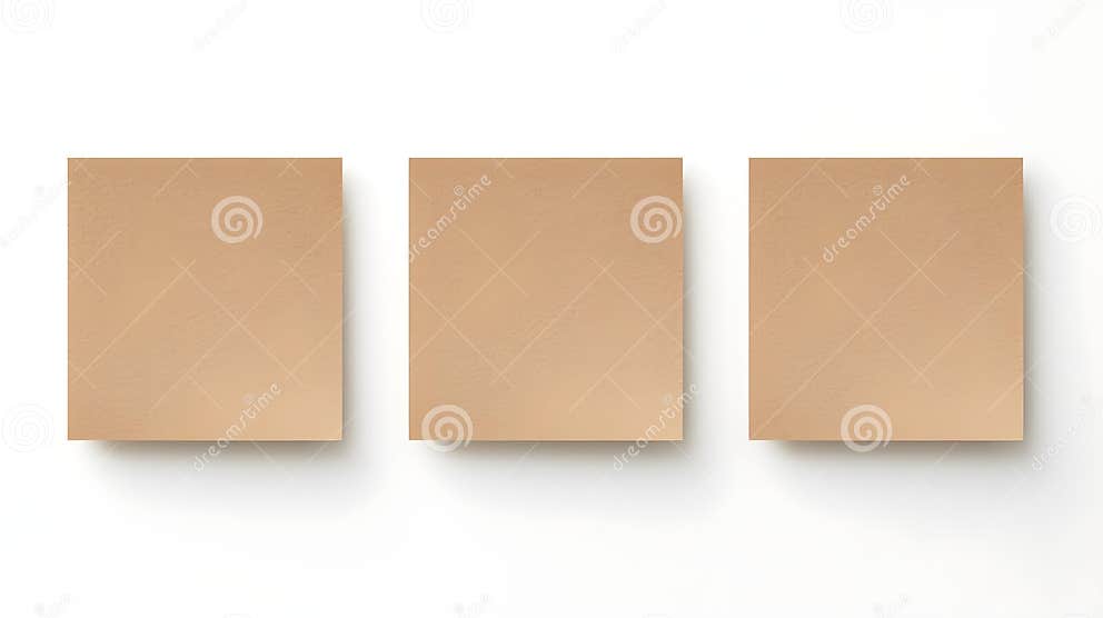 Set of Light Brown Square Paper Notes on a White Background ...