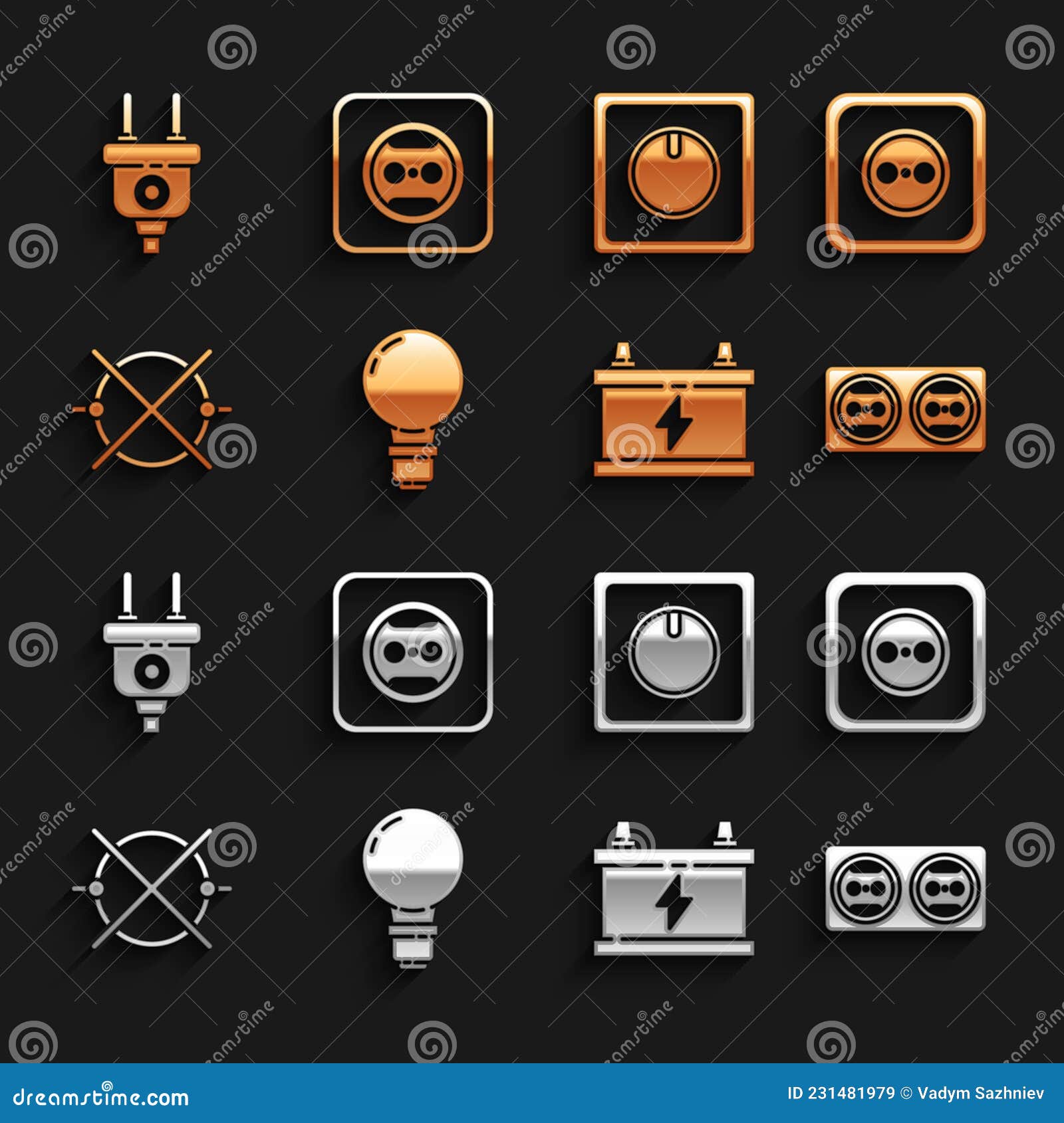 Set Light Bulb with Concept of Idea, Electrical Outlet, Car Battery ...