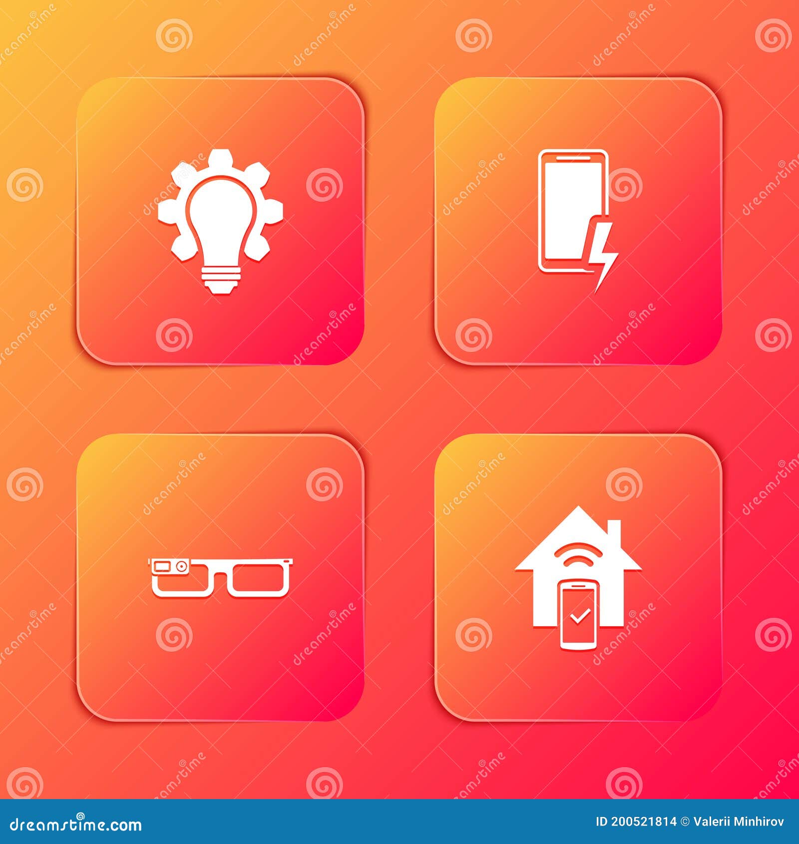 Set Light Bulb and Gear, Mobile Charging Battery, Smart Glasses and ...