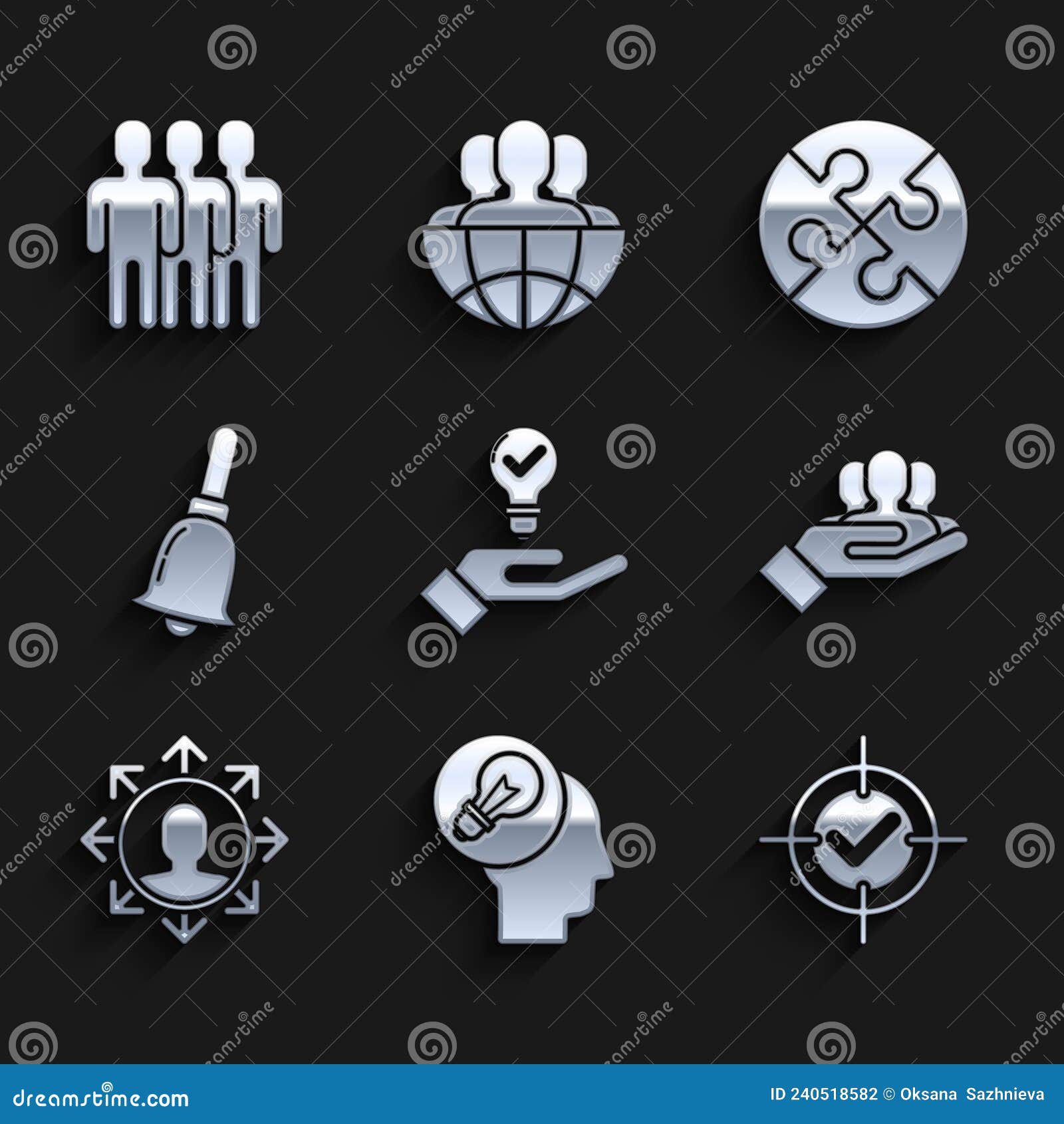 Lamp In Target Line And Solid Icon, Startup Concept, Objective Idea ...