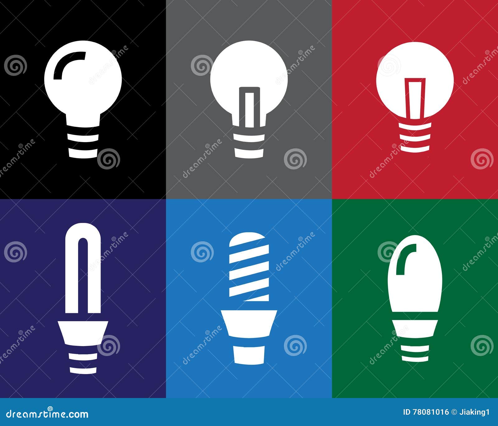 Set of Light Bulb Icon in Stencil Style Stock Vector - Illustration of ...