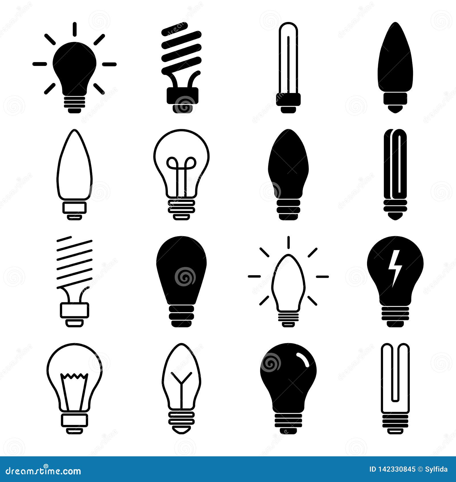 Set of Light Bulb Icons, Lamp. Vector Illustration Stock Illustration ... Set of Light Bulb Icons, Lamp. Vector Illustration Stock Illustration ...
