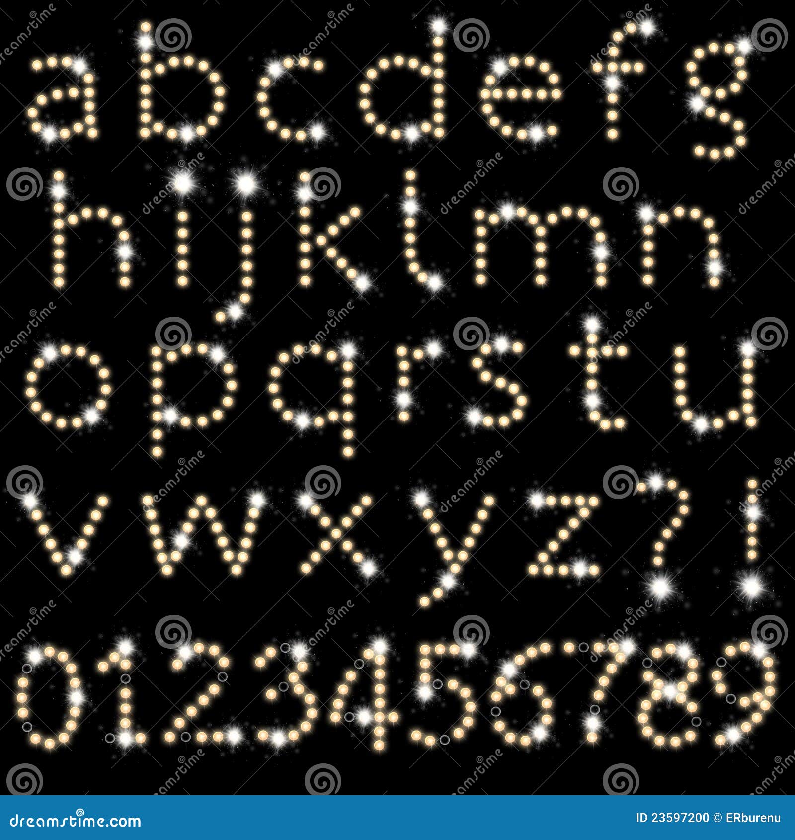 Set of Light Bulb Letters Isolated Stock Illustration - Illustration of ...