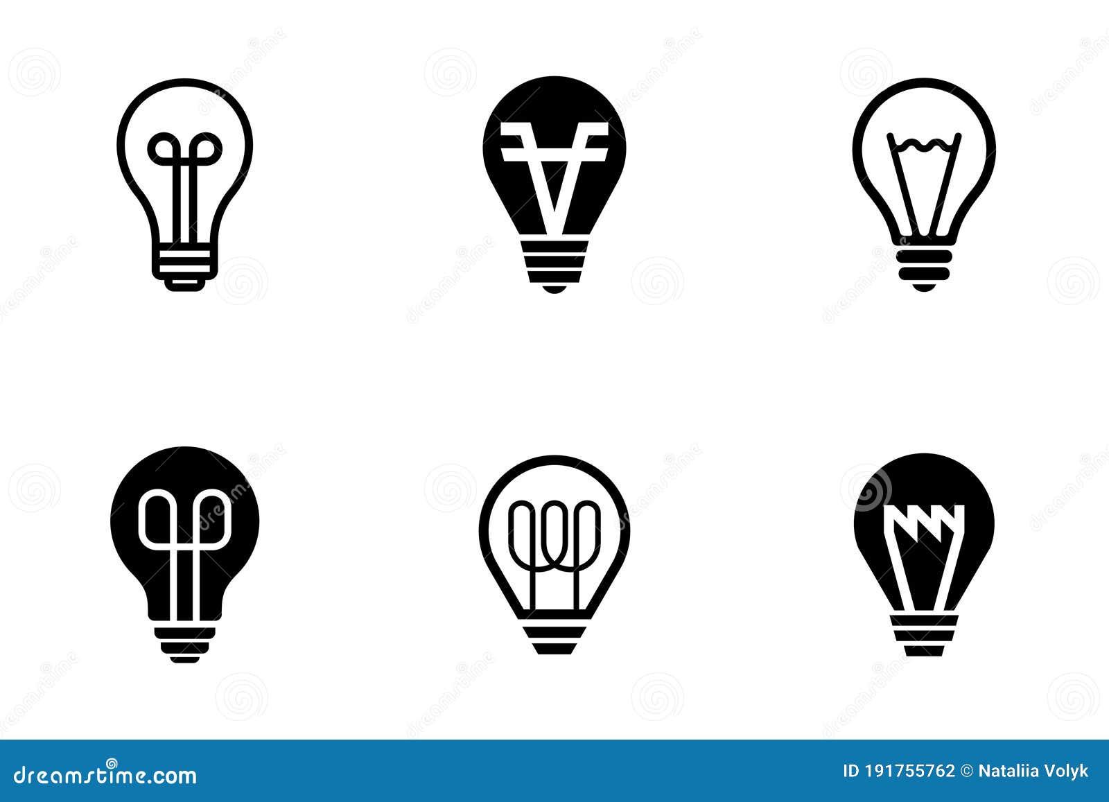 Set of Light bulb logo stock vector. Illustration of lightbulb - 191755762