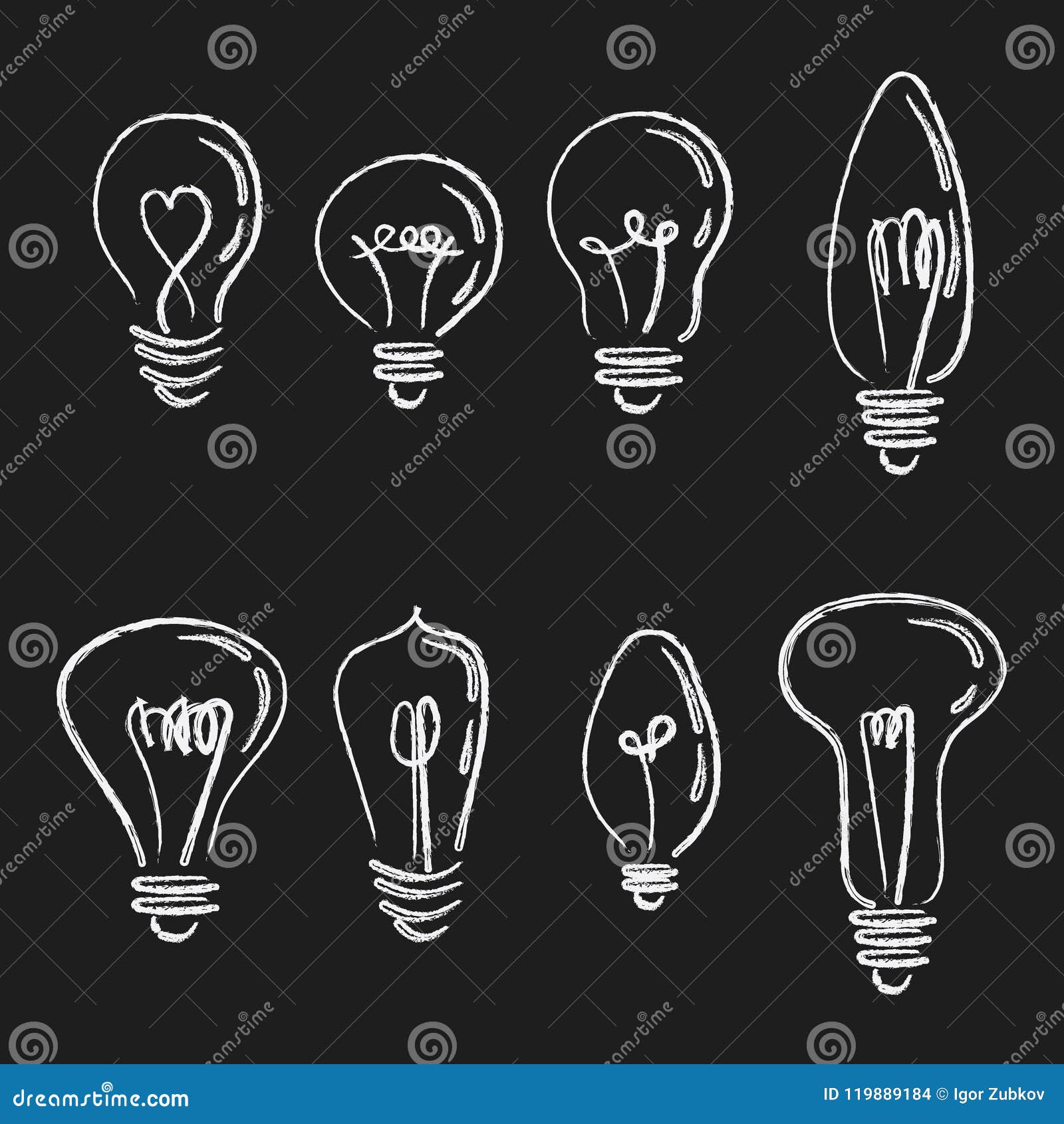 Set of Light Bulbs. Collection of Stylized Energy Saving Light Bulbs ...