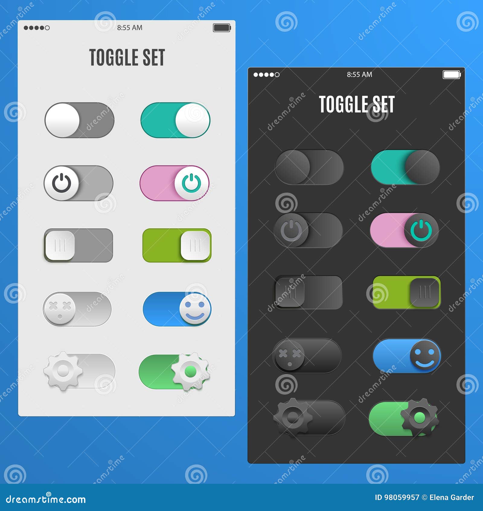 Set Light and Dark Toggle Switch To Web Design the of UI UX Mobile ...