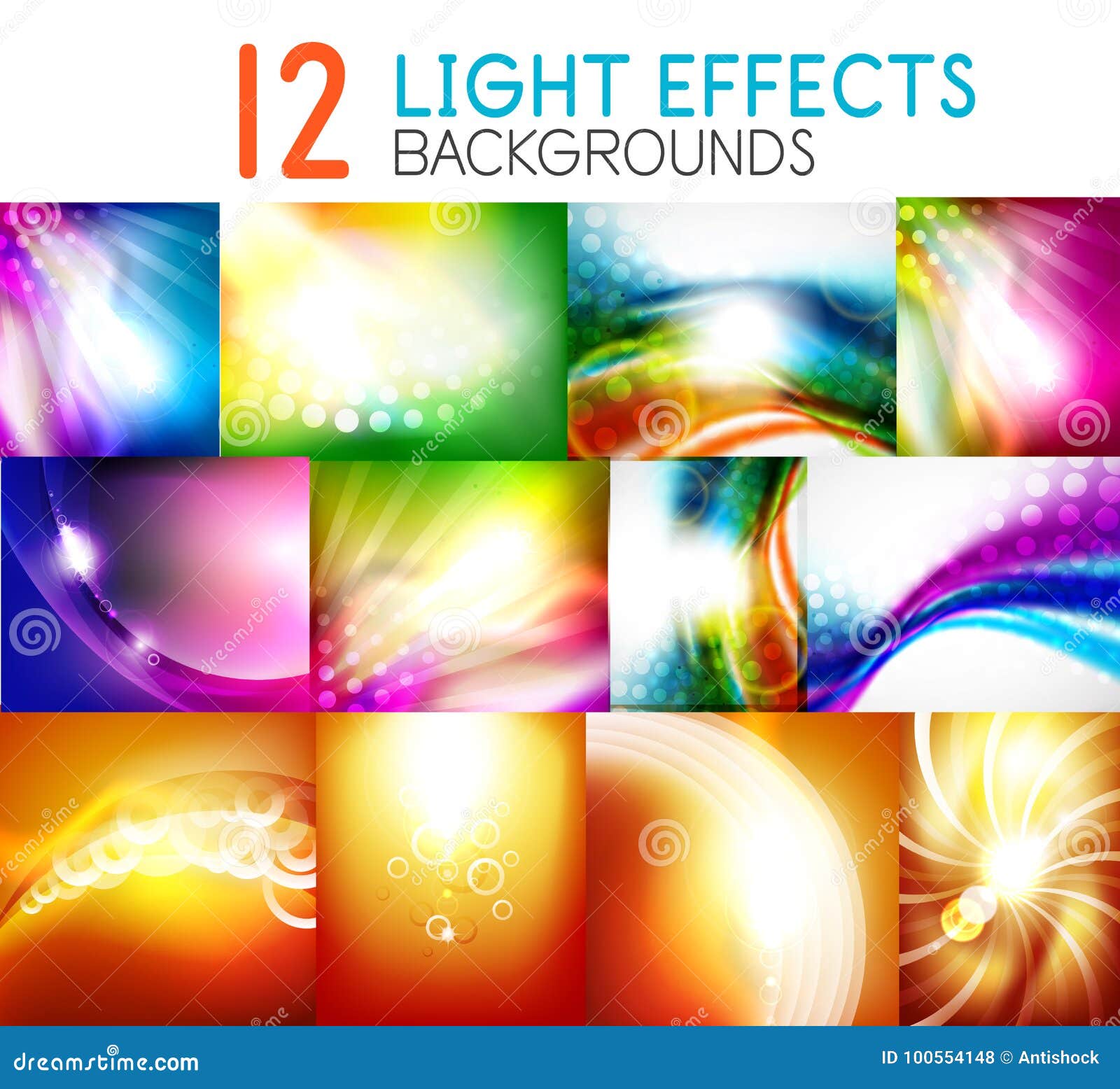 Set of Light Effect Backgrounds - Shiny Sky Abstract Backgrounds Stock ...