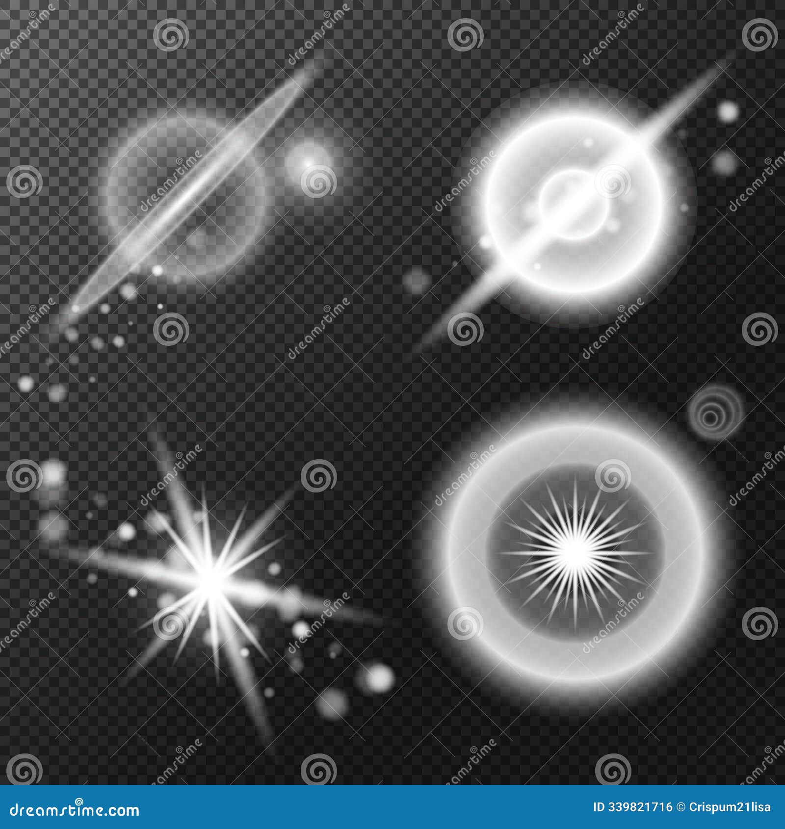 Set Light Effect, Isolated Flare, Explosion Glitter Dust Line Solar ...