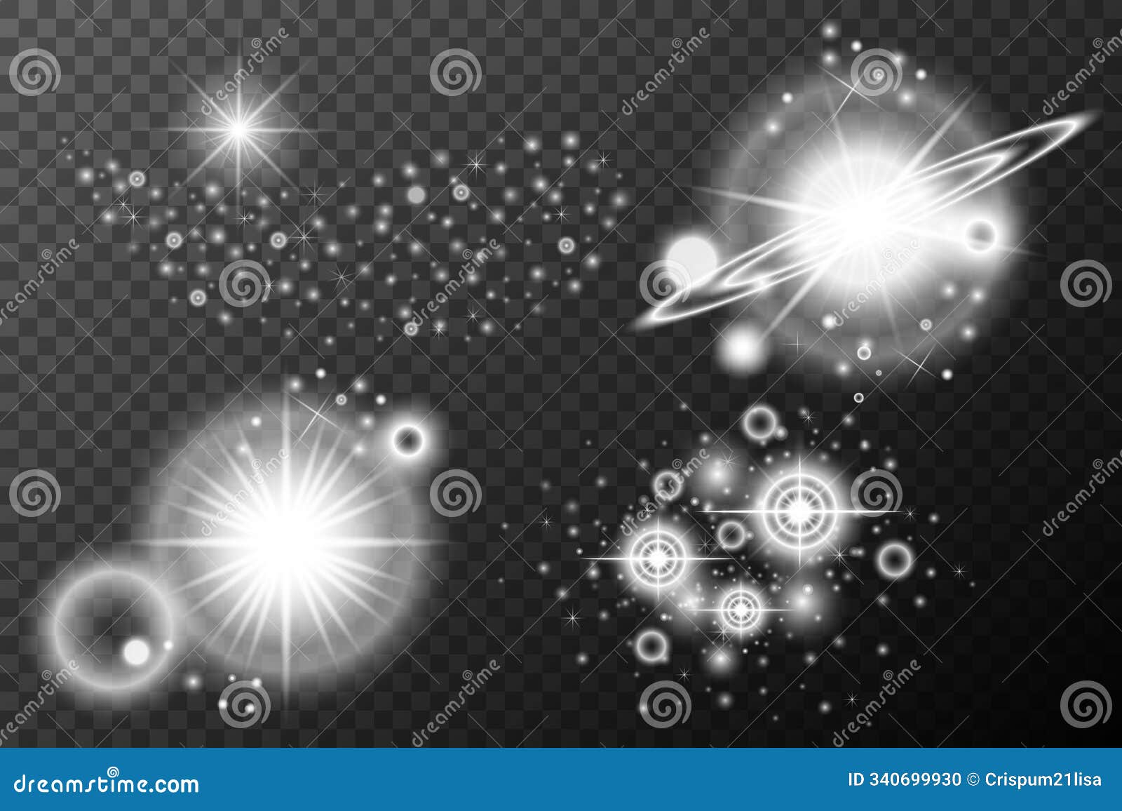 Set Light Effect, Isolated Flare, Explosion Glitter Dust Line Solar ...