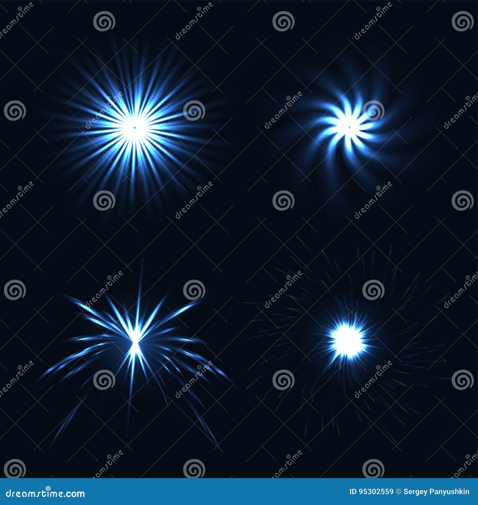 Set of Light Flashes, Different Shapes and Projections Gleaming. Stock ...