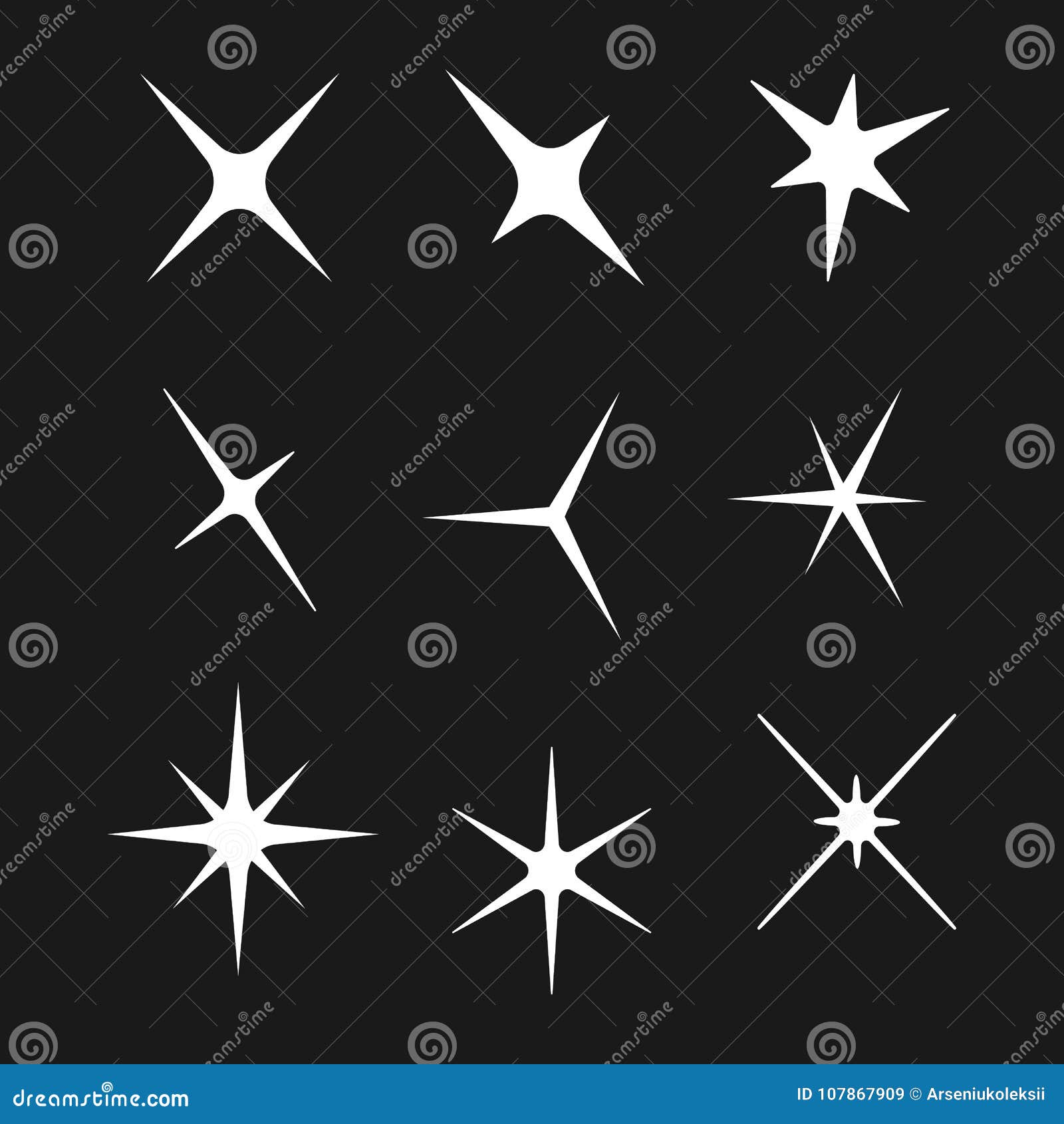 Set of light glare icons stock vector. Illustration of glitter - 107867909