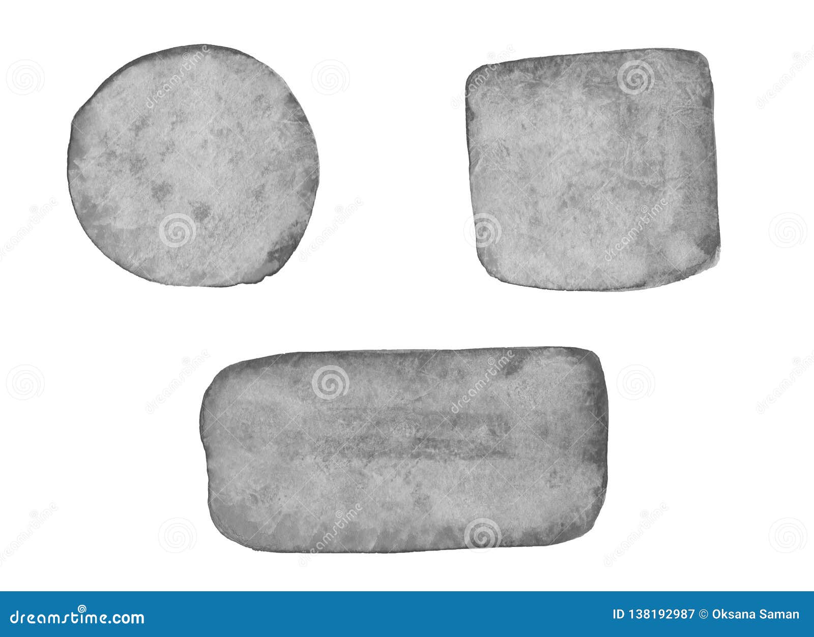 Set of Light Gray Watercolor Elements Stock Illustration - Illustration ...