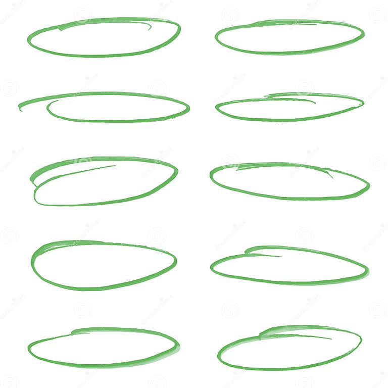 Set of Light Green Oval Vector Highlighter Elements Stock Vector ...
