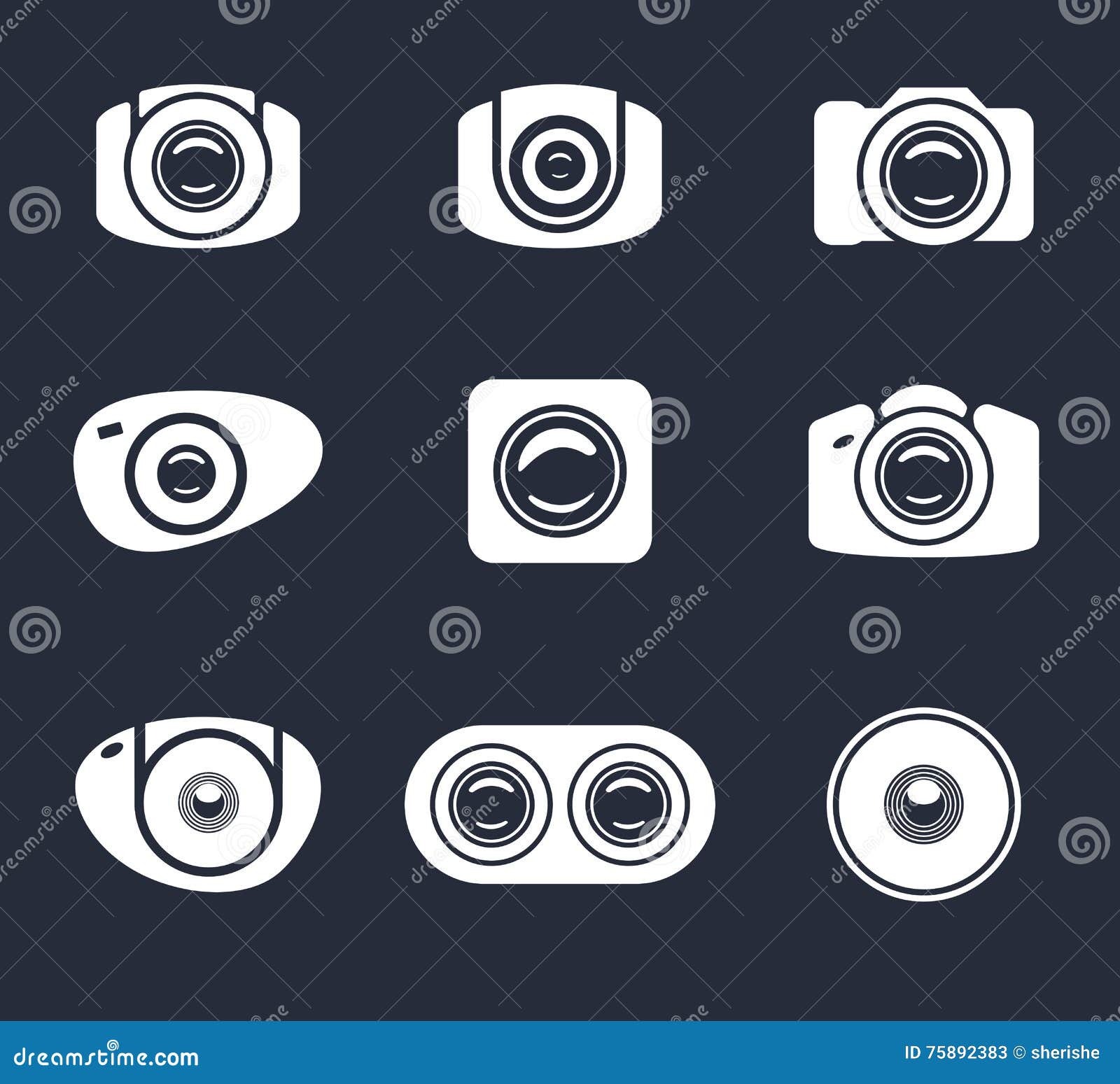 Set of Light Icon Camera and Mobile Lens Stock Vector - Illustration of ...
