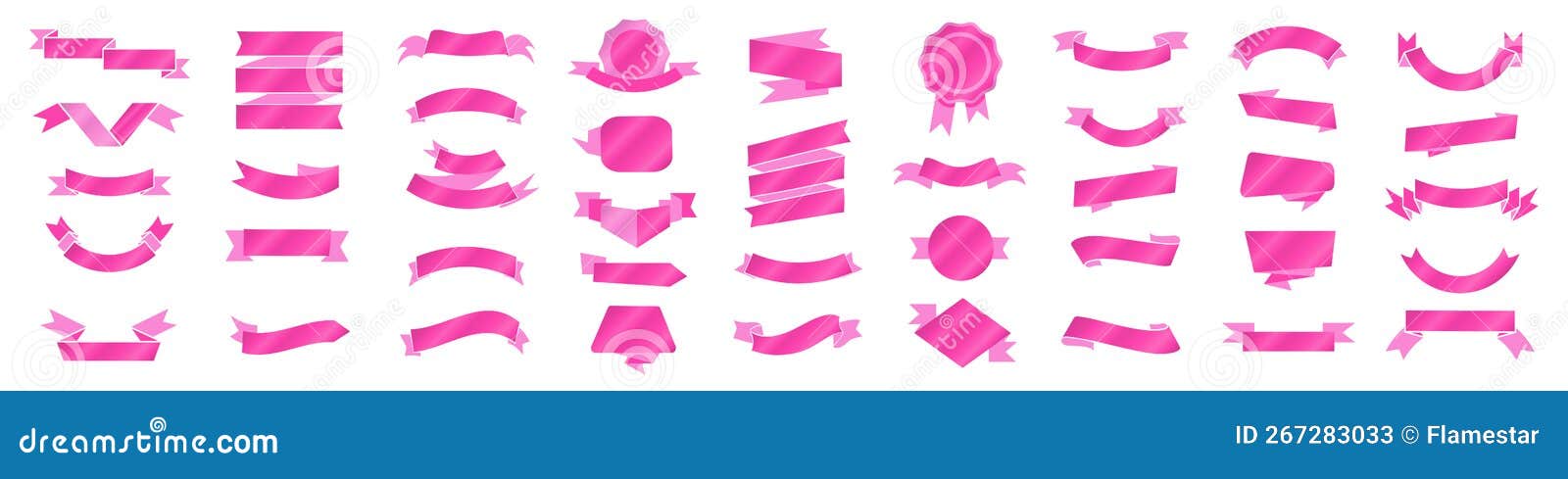 Set of Light Pink Ribbon Banners. Vector Illustration. Stock Vector ...