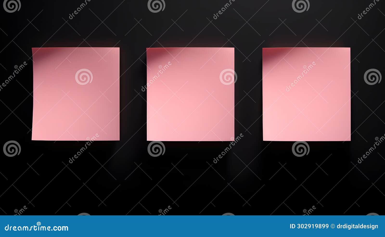 Set of Light Pink Square Paper Notes on a Black Background ...