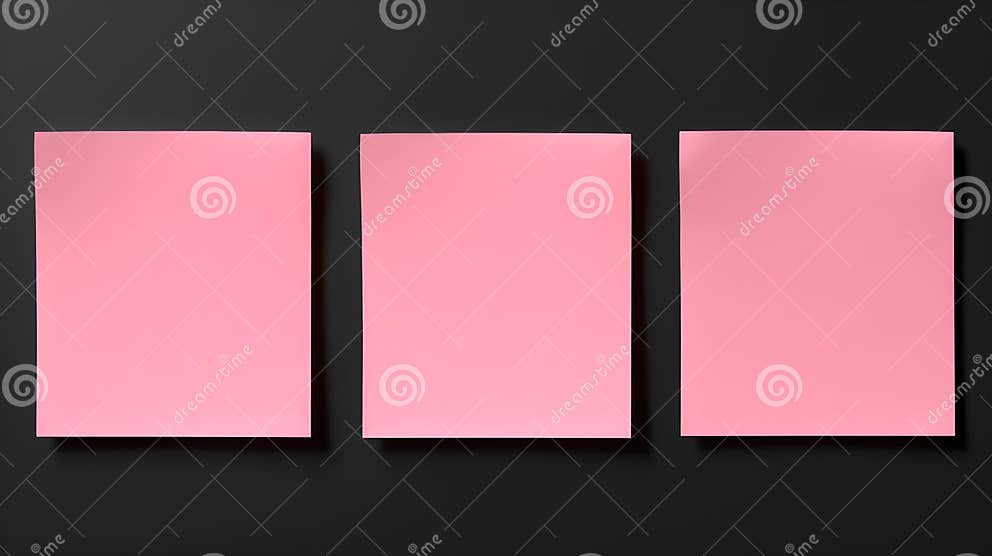 Set of Light Pink Square Paper Notes on a Black Background ...