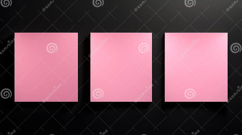 Set of Light Pink Square Paper Notes on a Black Background ...