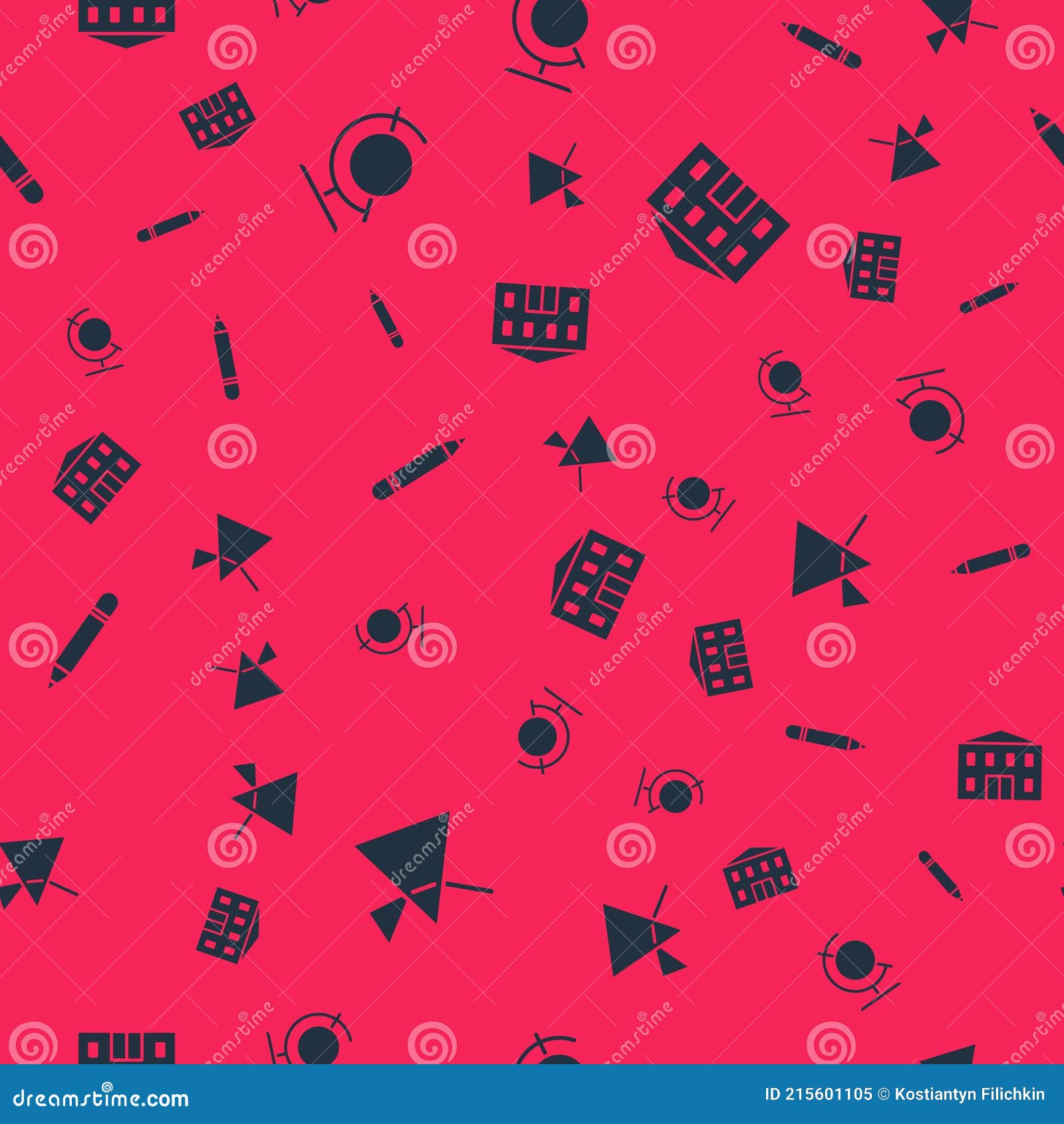 Set Light Rays in Prism, Earth Globe, Pencil with Eraser and School ...