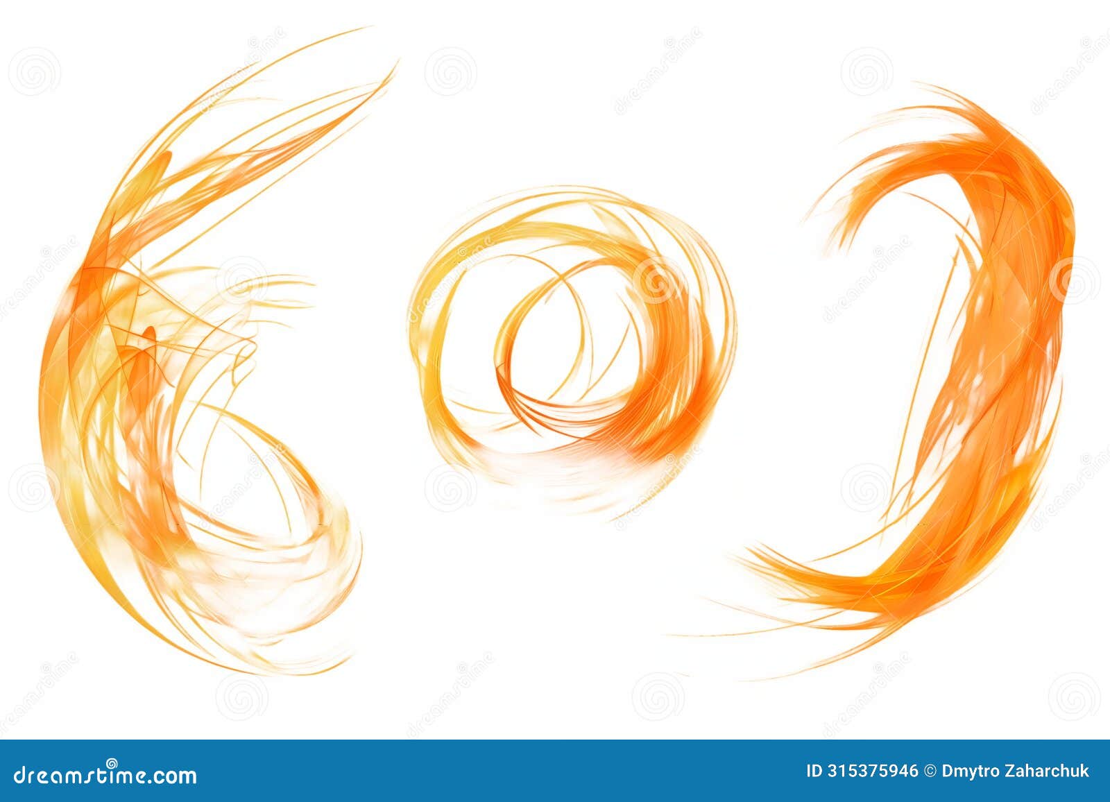 Set of Light Swirl Effects Wizard Spell on a White Background. Stock ...