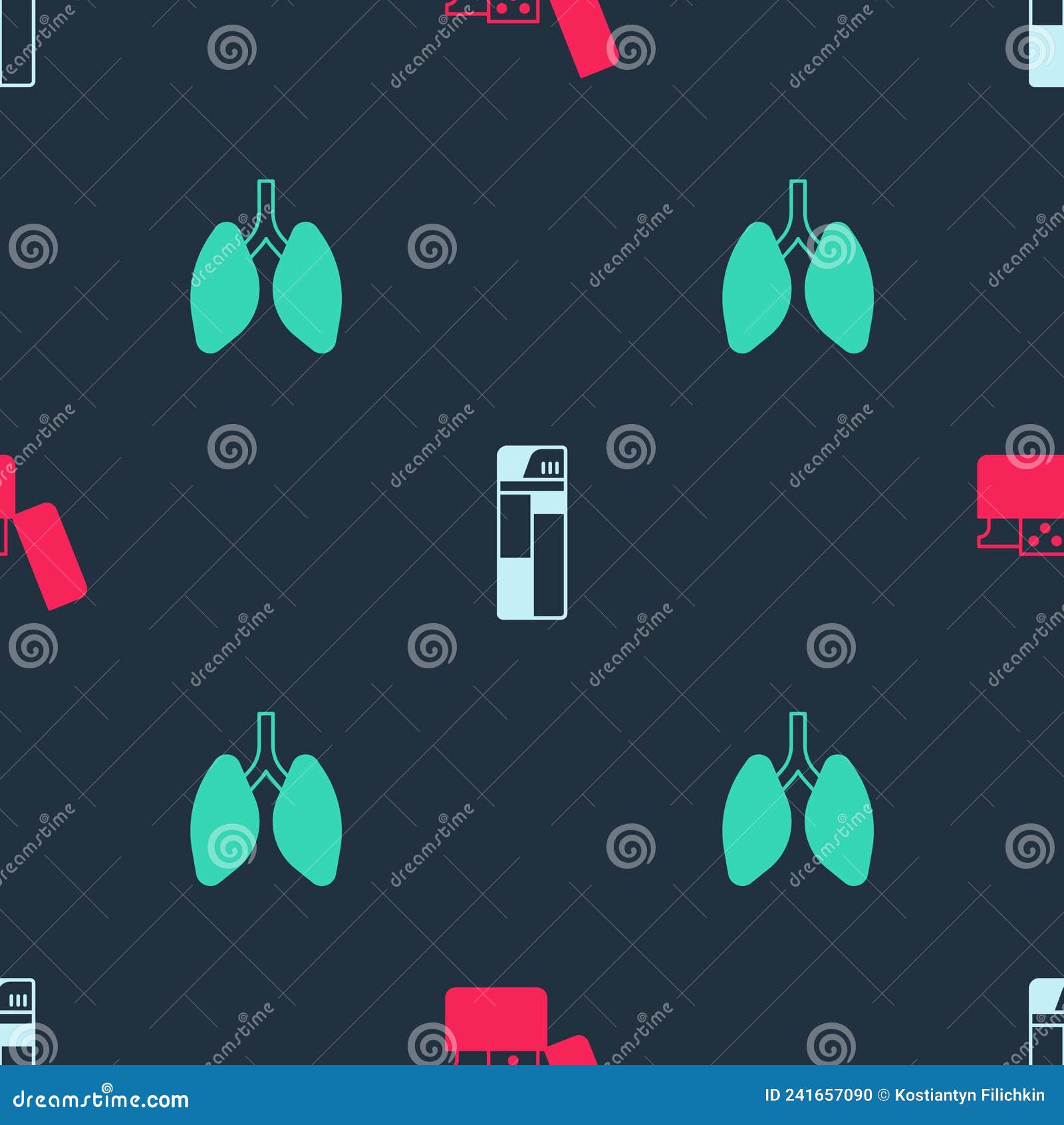 Set Lighter, and Lungs on Seamless Pattern. Vector Stock Vector ...