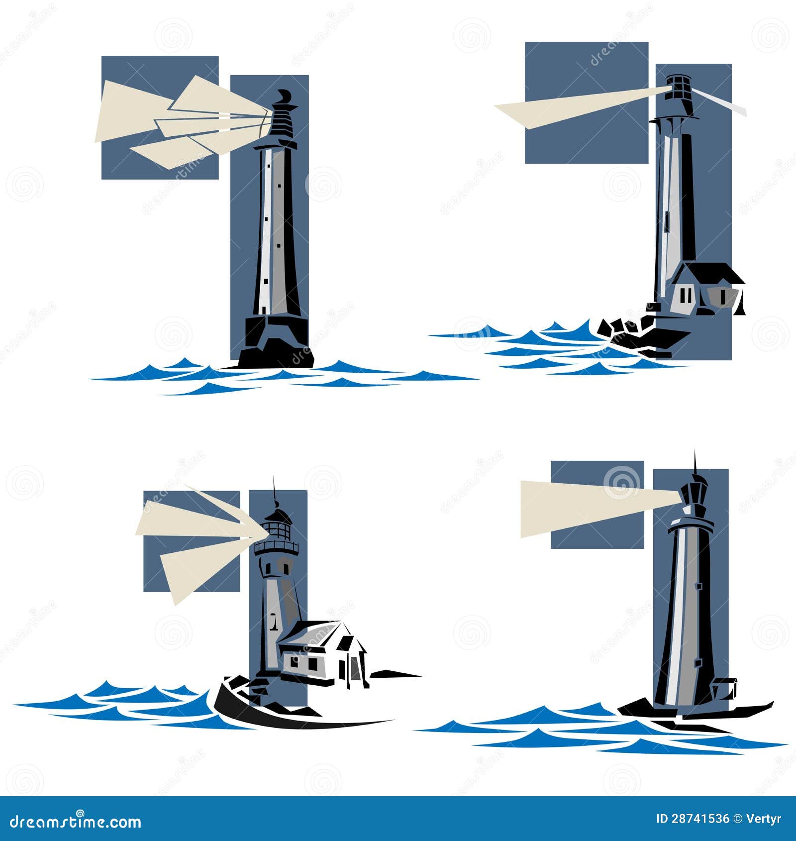 Set of lighthouse icons. stock vector. Illustration of marker - 28741536