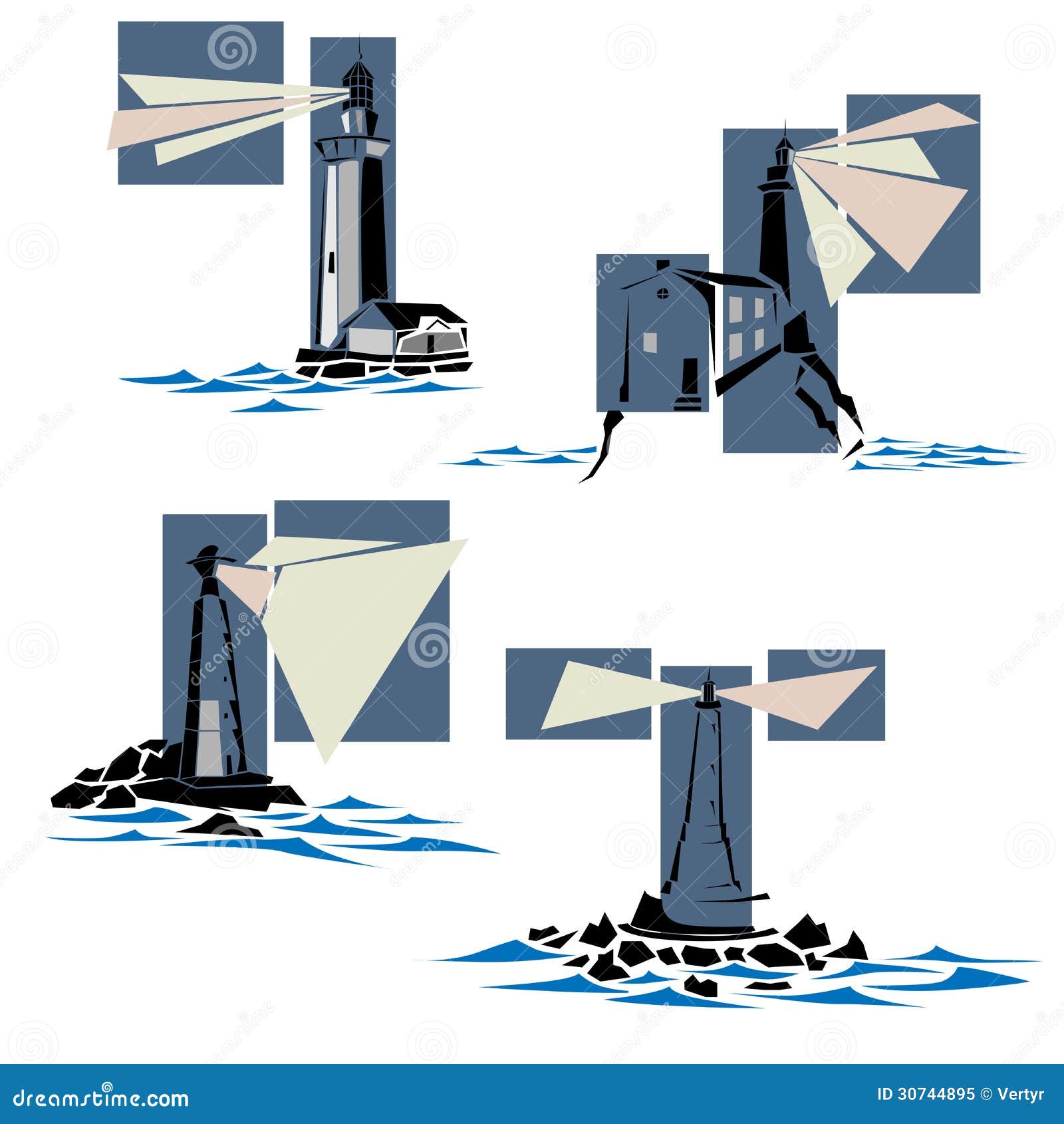 Set of lighthouse icons. stock vector. Illustration of pharos - 30744895