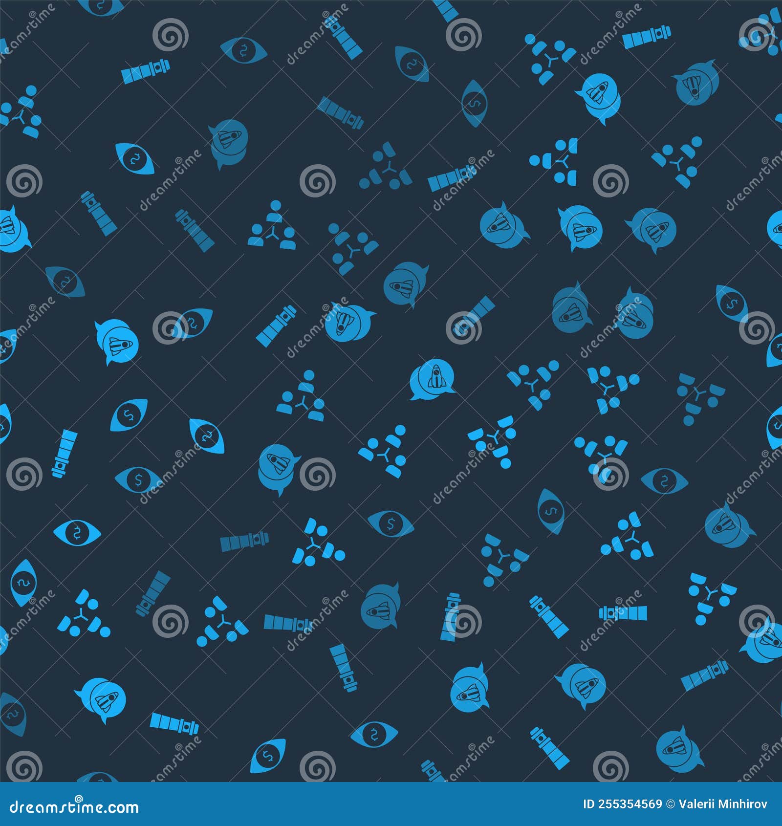 Set Lighthouse Project Team Base Start Project Concept Und Eye with Dollar on Nahtlos Pattern ...