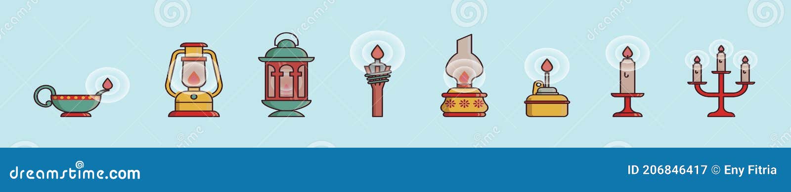 Set of Lighting Cartoon Icon Design Template with Various Models ...