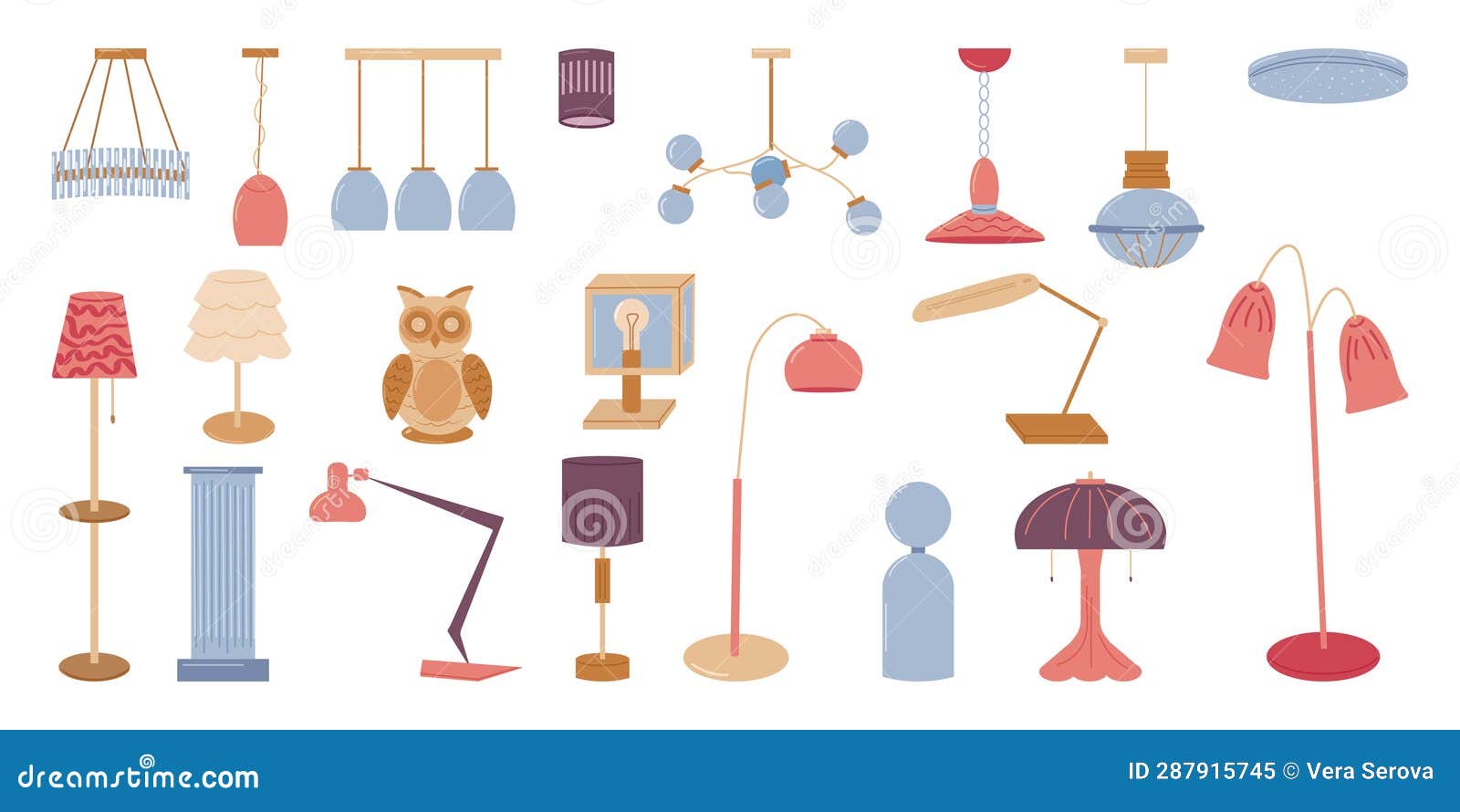 Set of Lighting Fixtures for Home Decor. Stock Vector - Illustration of ...