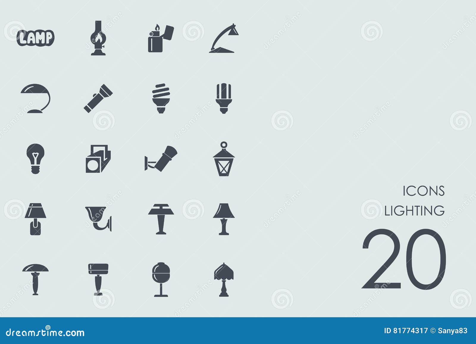 Set of lighting icons stock vector. Illustration of group - 81774317