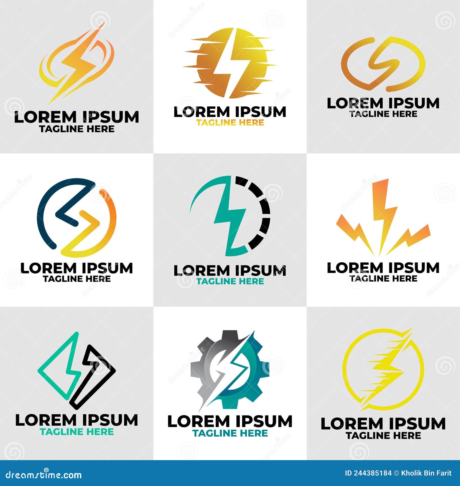 Set of Lighting Logo Design Vector Stock Vector - Illustration of label ...
