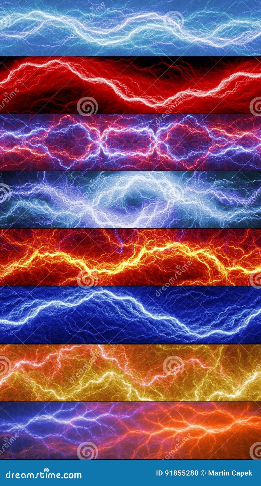 Set of lightning banners stock illustration. Illustration of charge ...