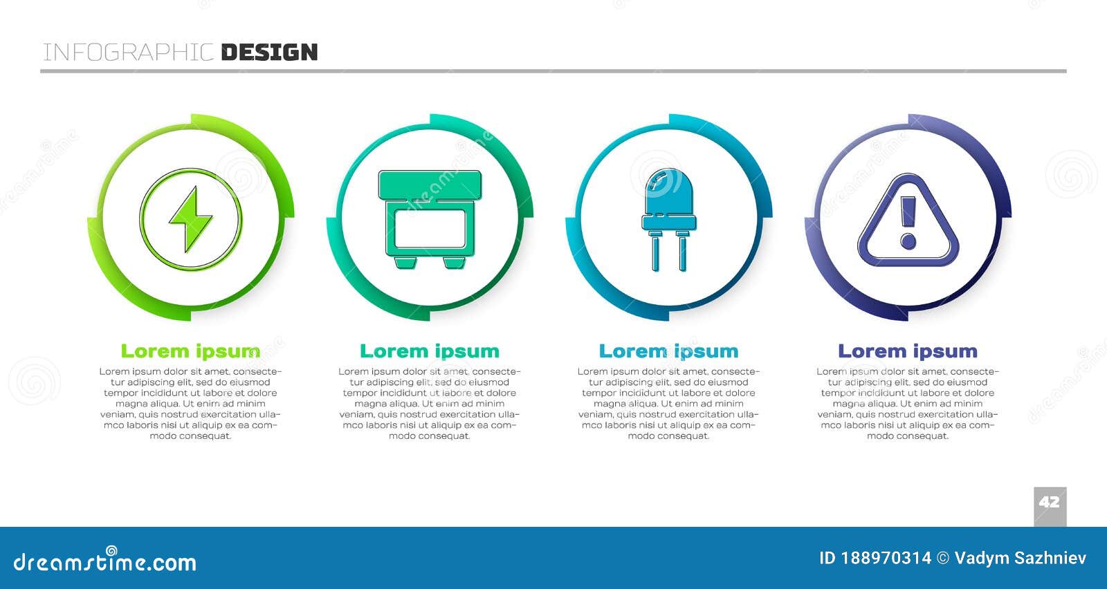 Set Lightning Bolt, Fuse, Light Emitting Diode and Exclamation Mark in ...