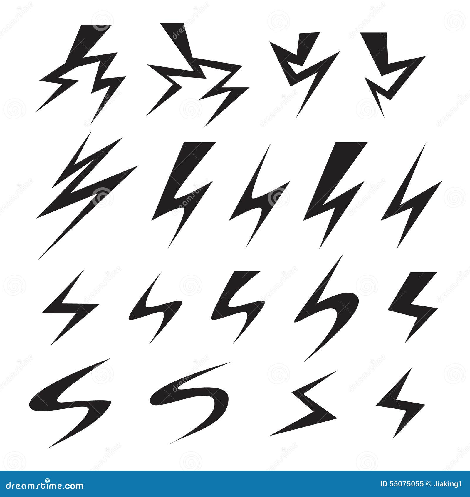 Set of Lightning Bolt Icon. Stock Vector - Illustration of element ...