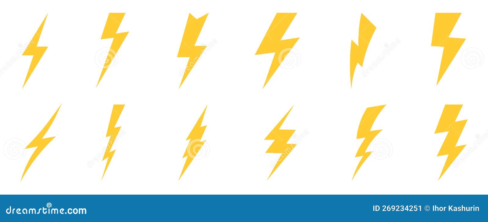 Set Lightning Bolt. Thunderbolt Flat Style Stock Vector - Illustration of icon, bolt: 269234251