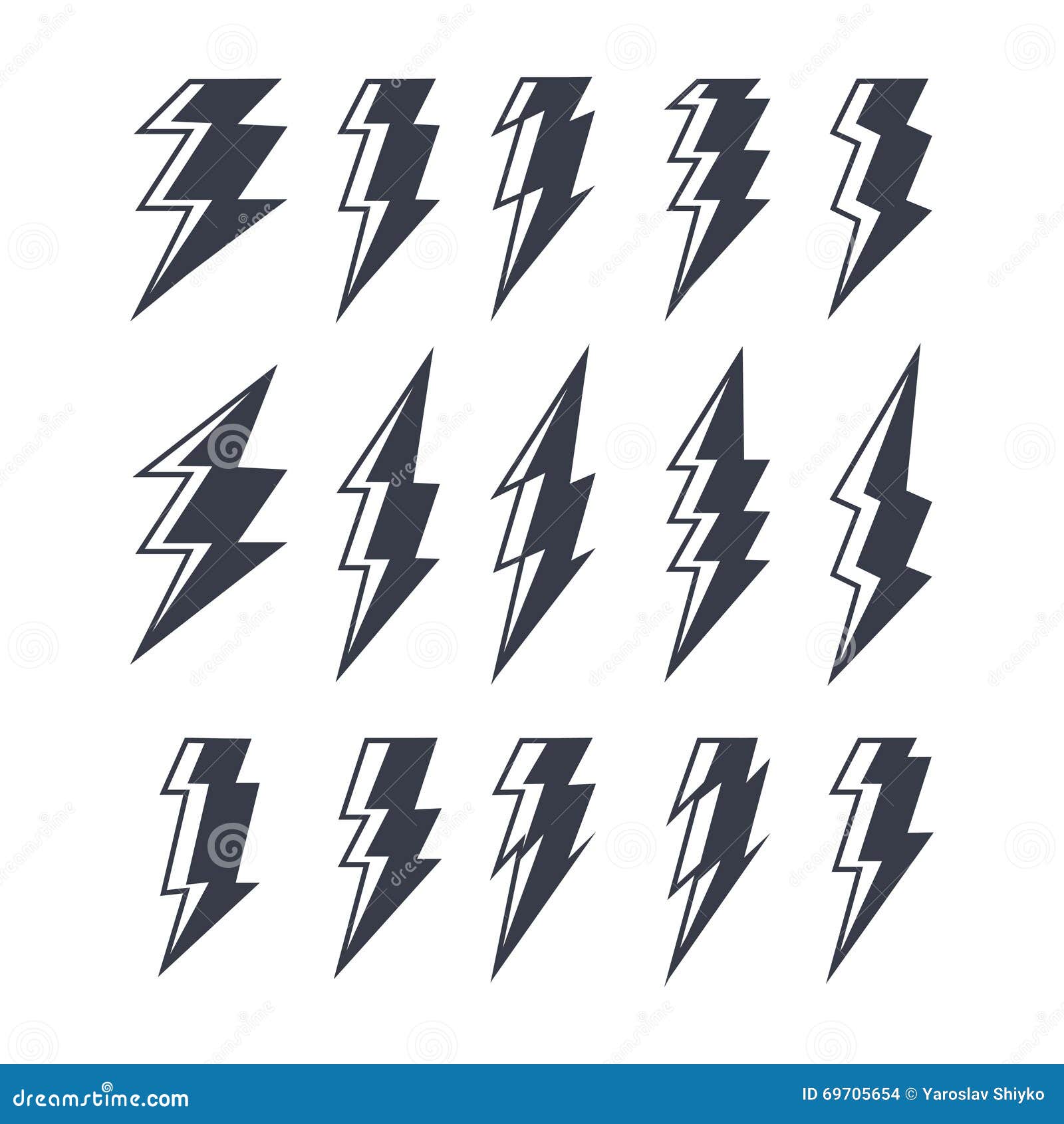 Set of lightning doodle stock vector. Illustration of high - 69705654