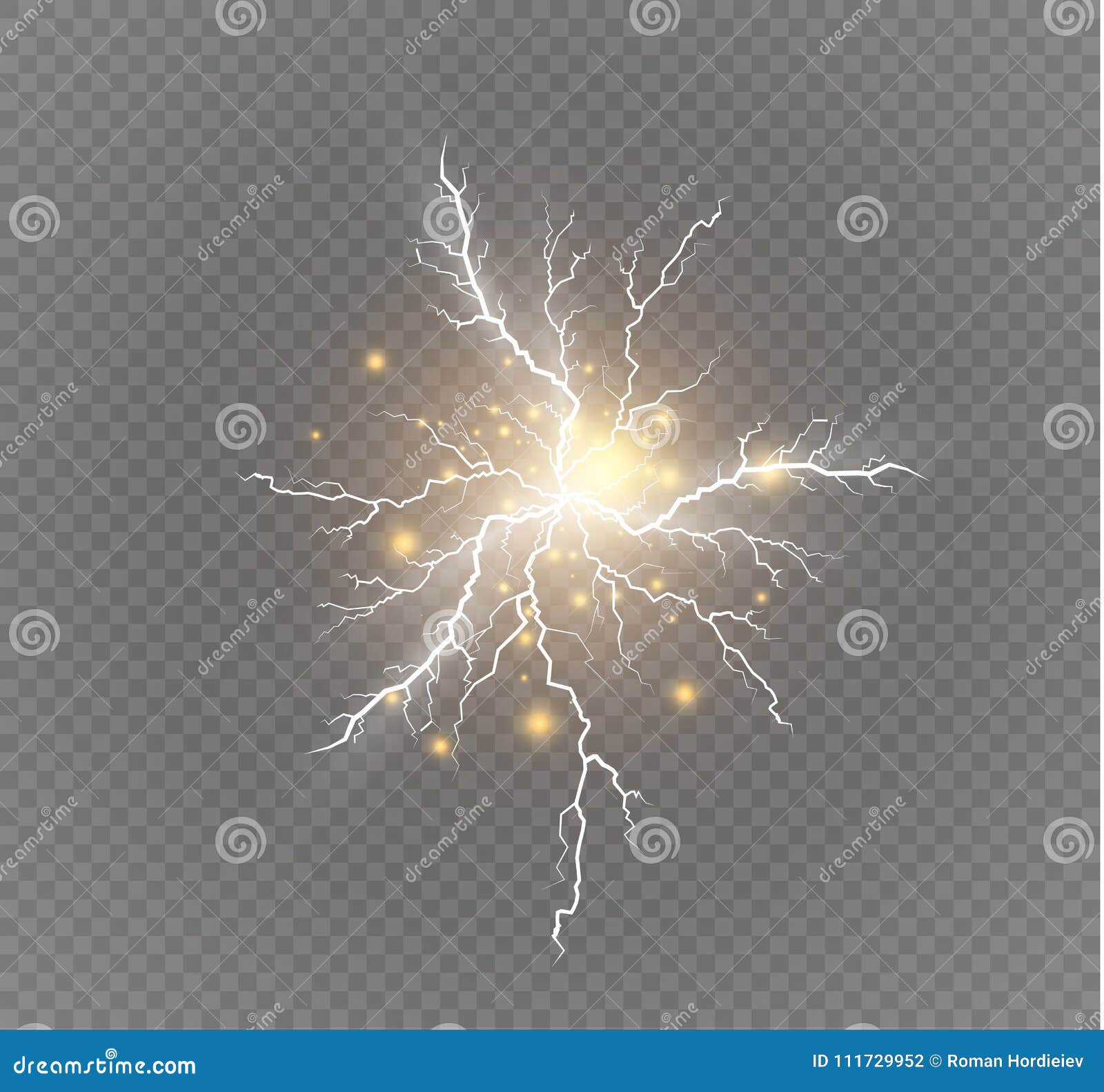 A Set Of Lightning Magic And Bright Light Effects. Vector Illustration ...