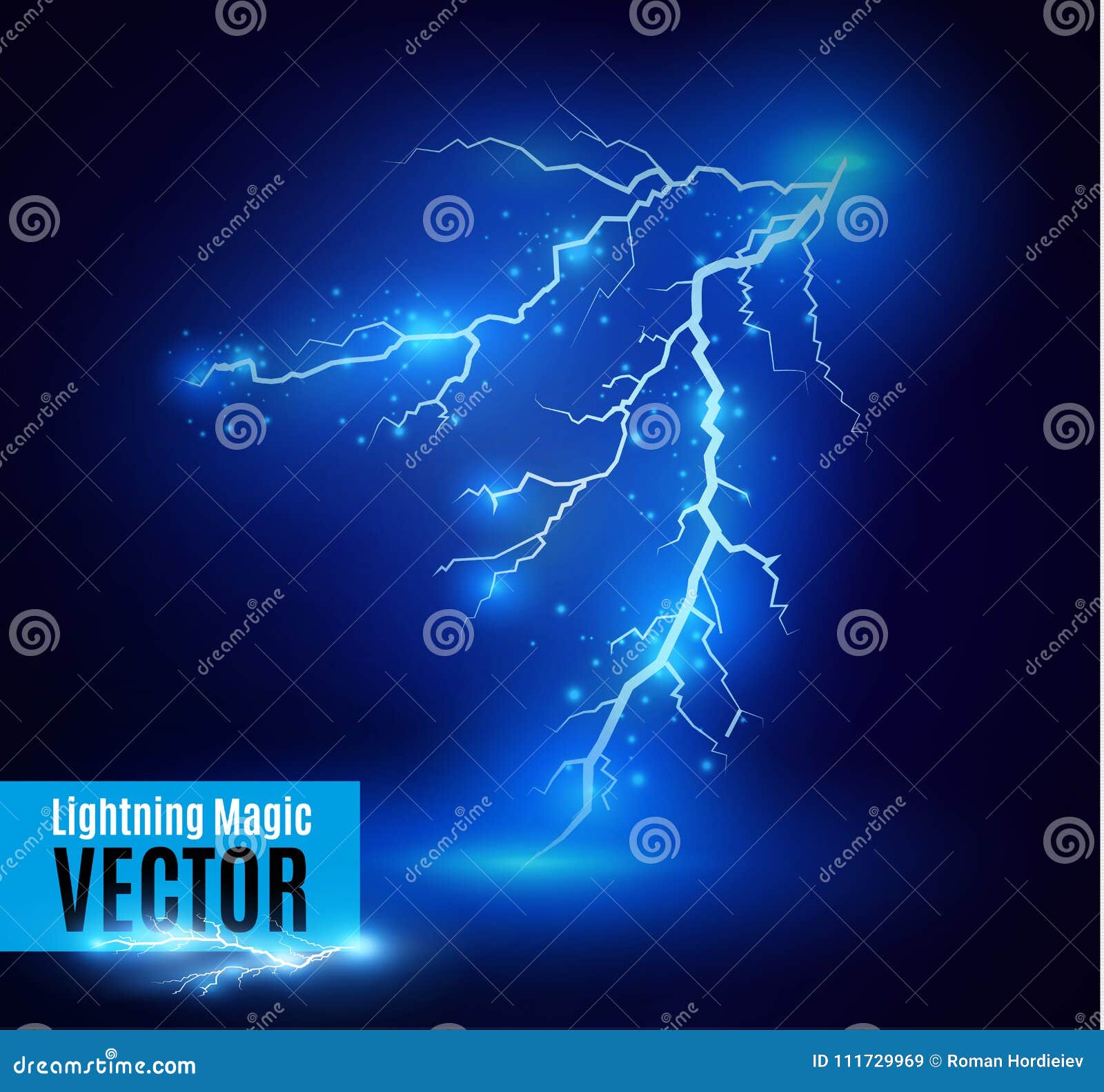 A Set of Lightning Magic and Bright Light Effects. Vector Illustration ...